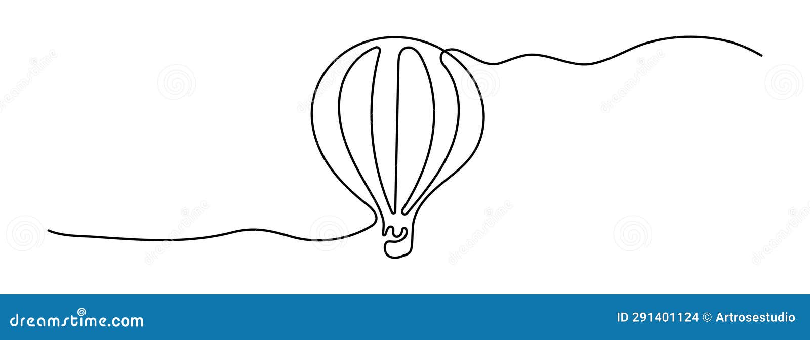 Travel Balloon Shape Drawing by Continuous Line, Thin Line Design ...