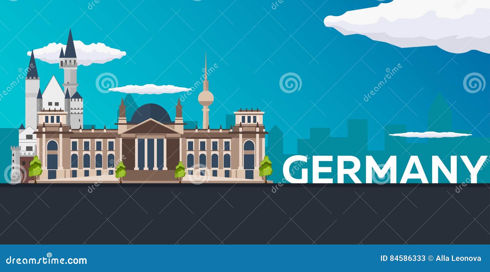 Travel Banner To Germany. Vector Flat Illustration. Stock Illustration ...