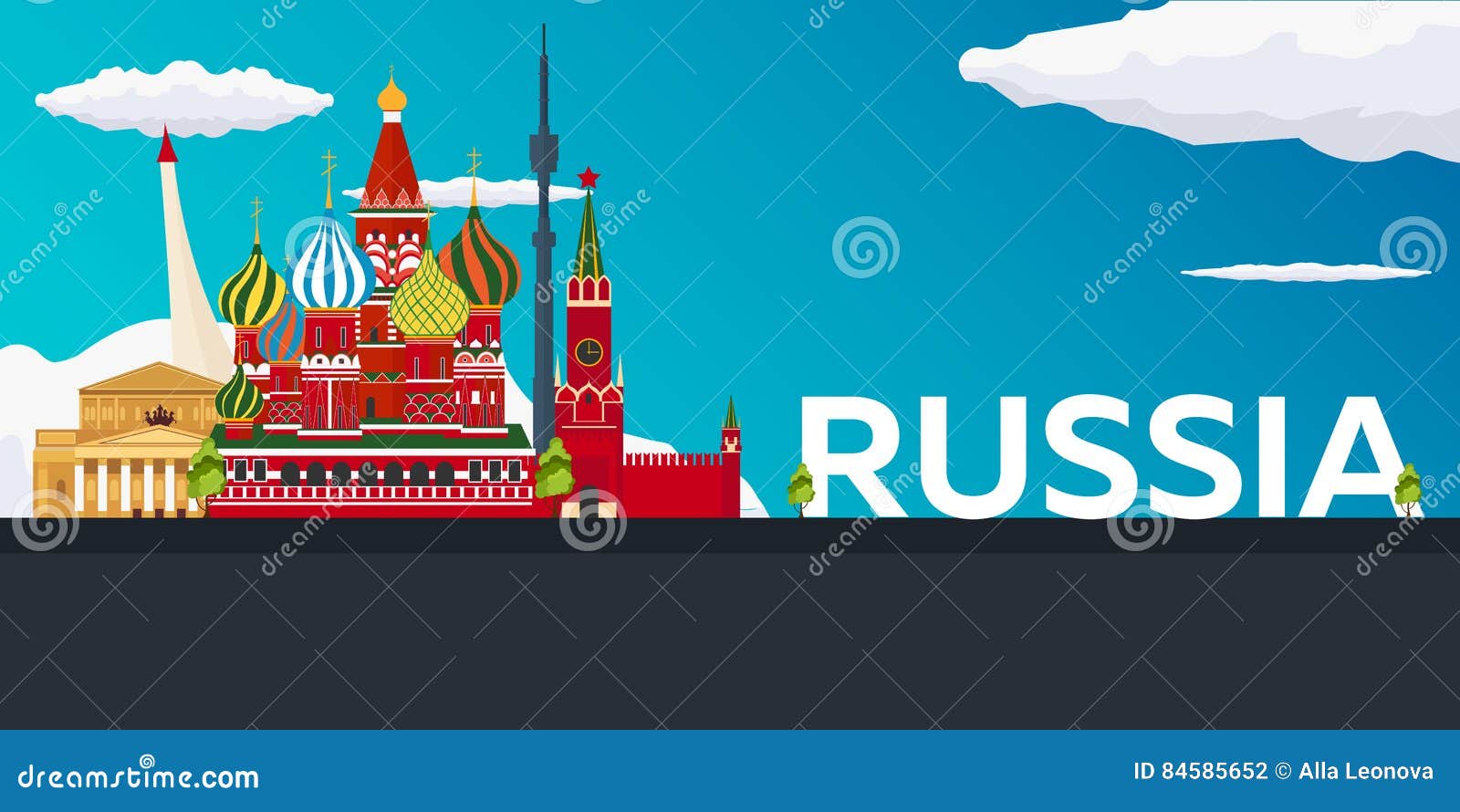 Travel Banner To Russia. Vector Flat Illustration. Stock Illustration ...