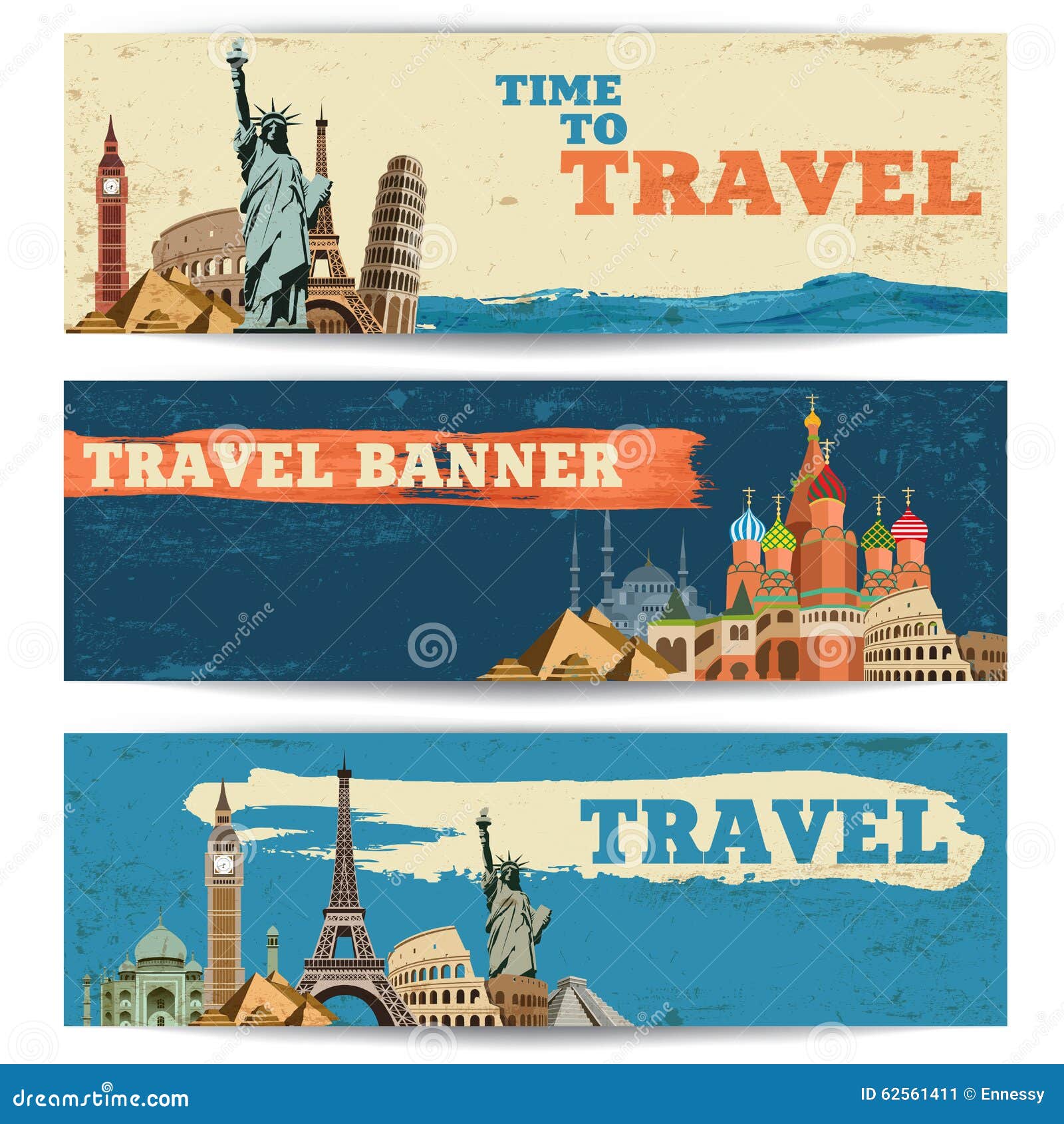 Travel banners stock vector. Illustration of brushstroke - 62561411