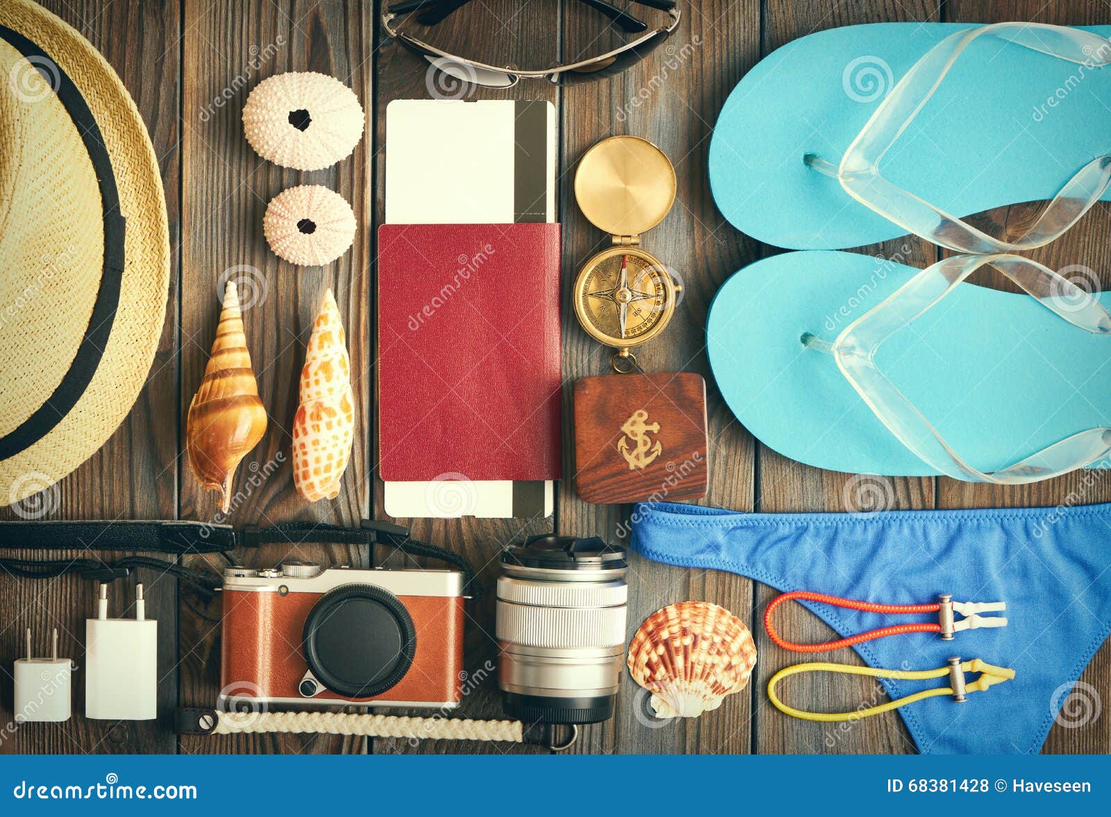 Travel and beach flat lay stock photo. Image of flop - 68381428