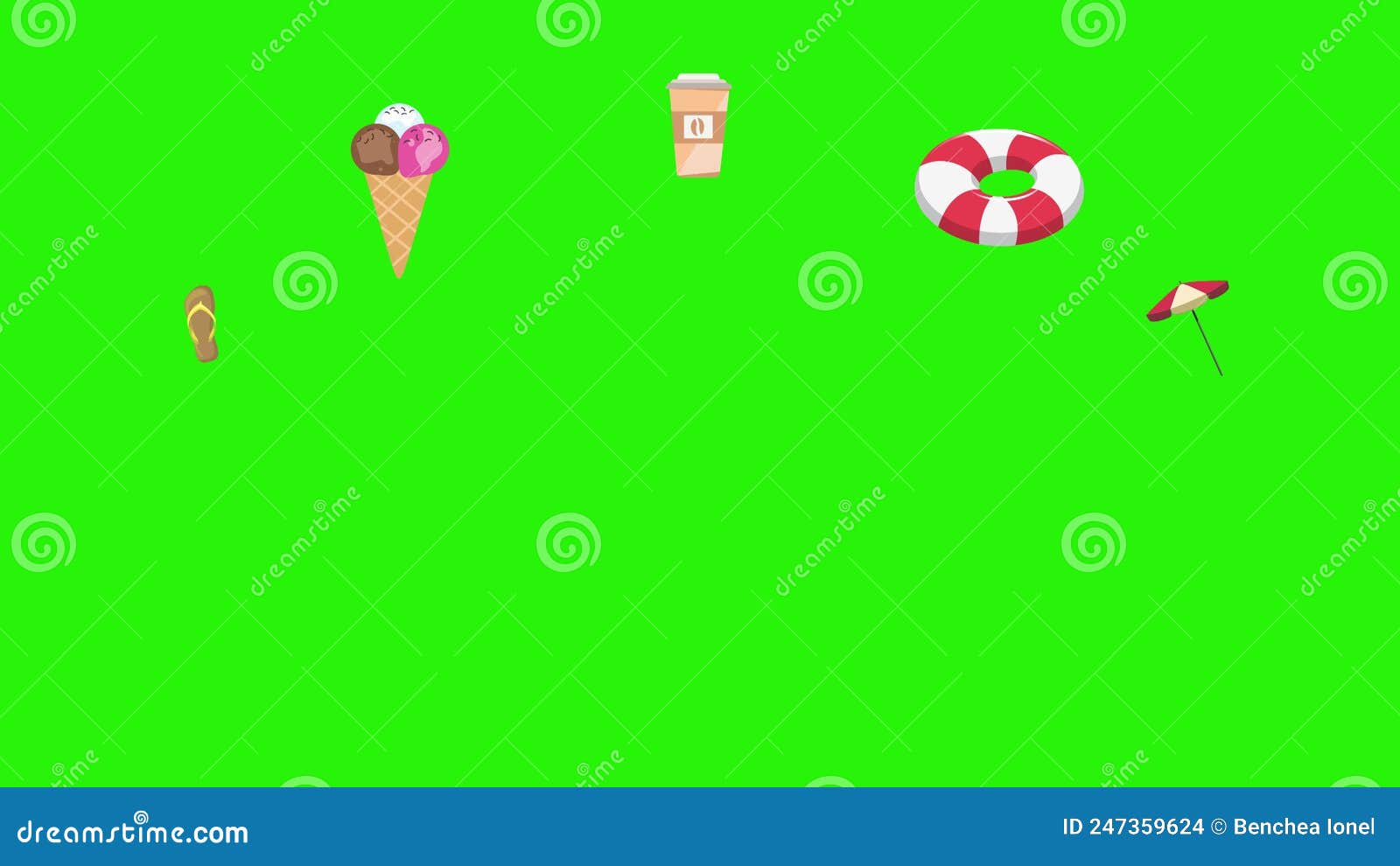 Travel Beach Objects Animation Graphic Source Elements Chroma Key Stock ...