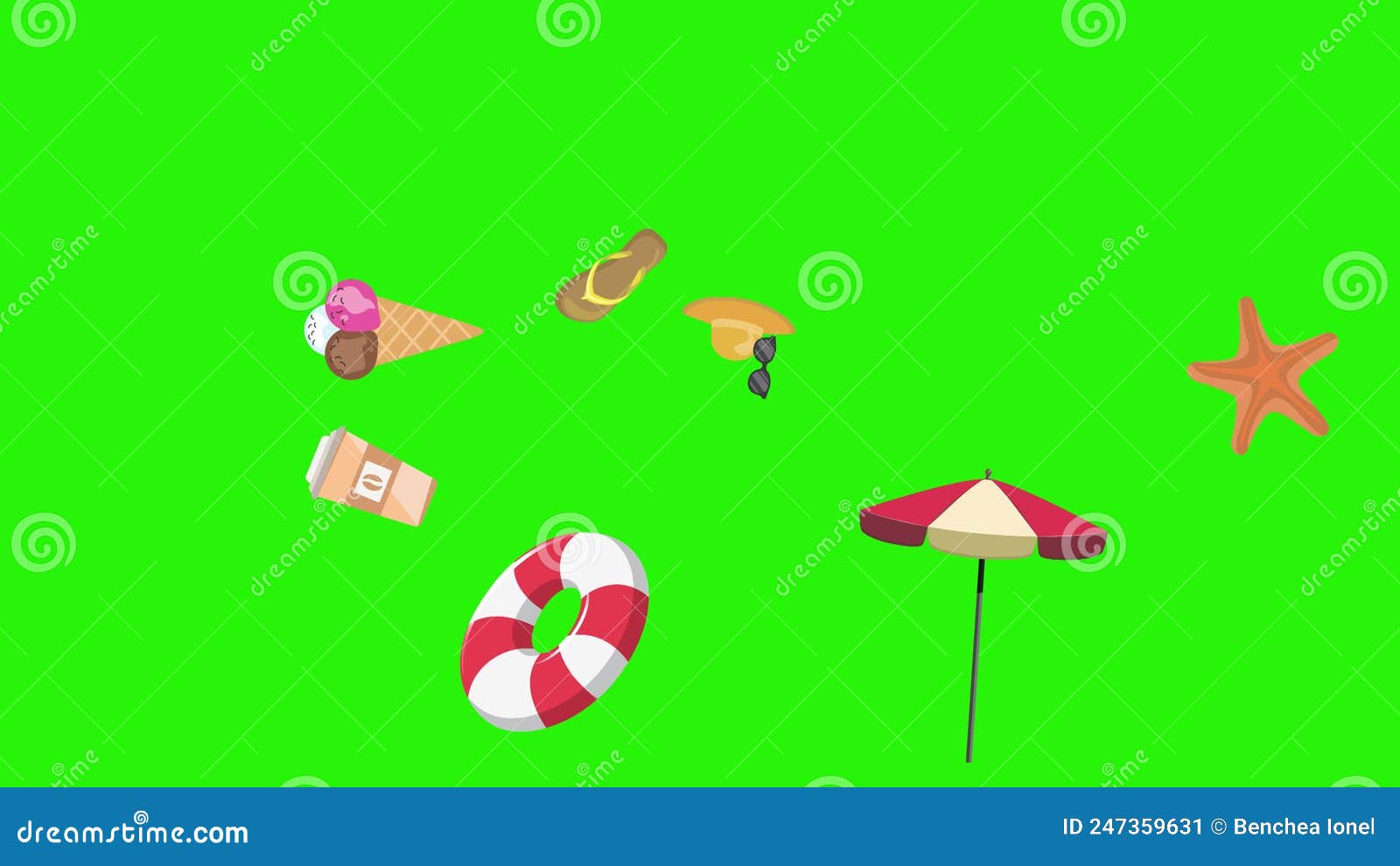 Travel Beach Objects Animation Graphic Source Elements Chroma Key Stock ...