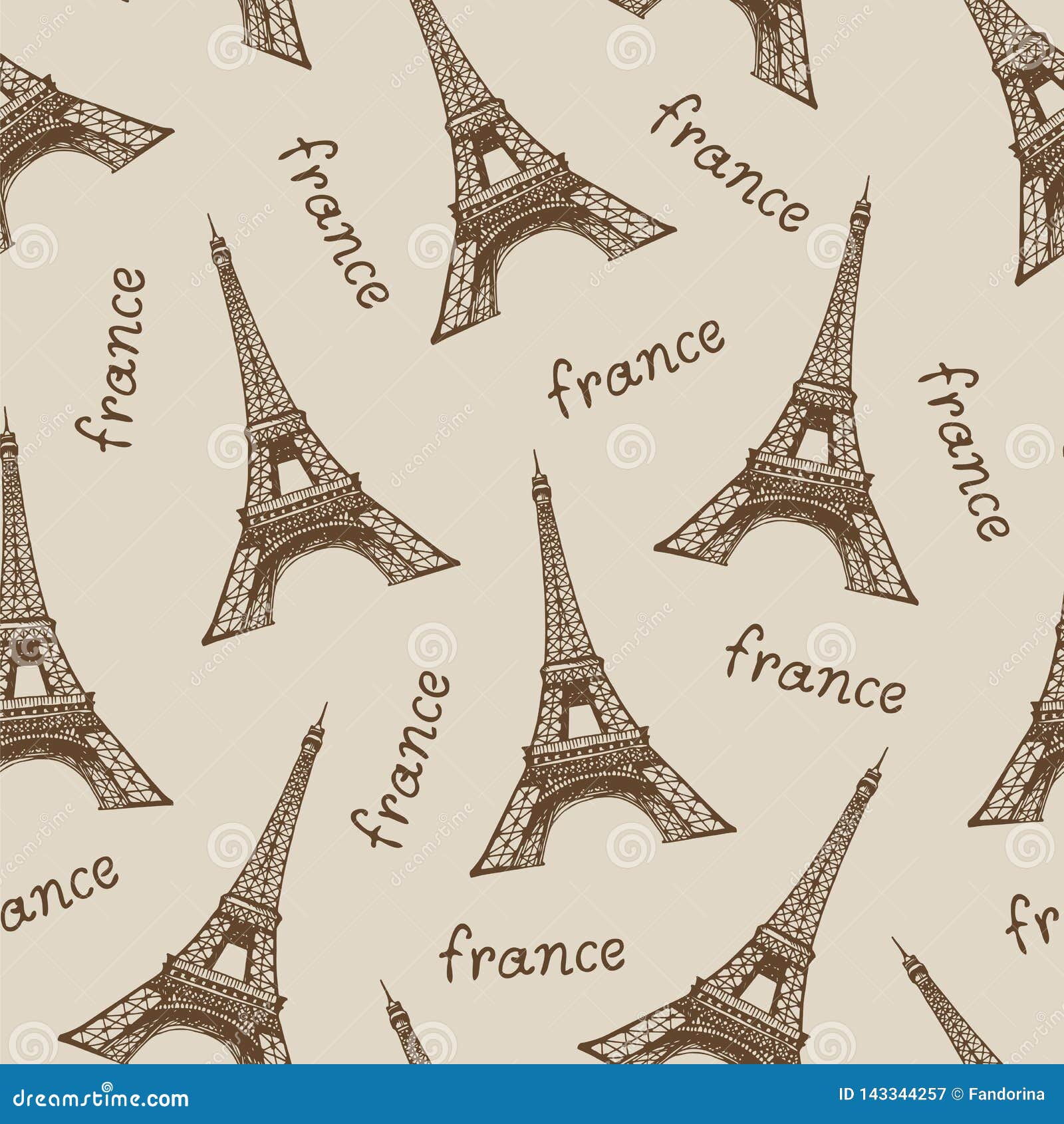 Travel Beige Background with Vector Eiffel Tower, Paris Stock Vector ...