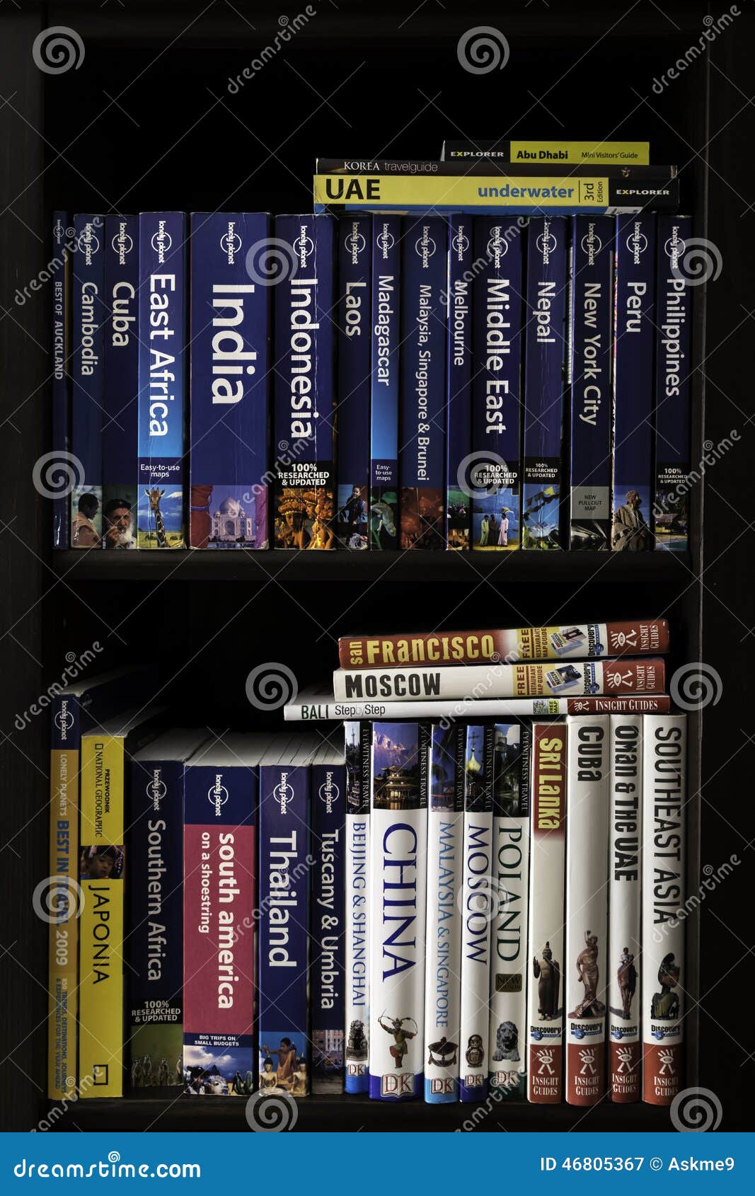 Travel Books on the Bookshelf Editorial Photography - Image of guides ...