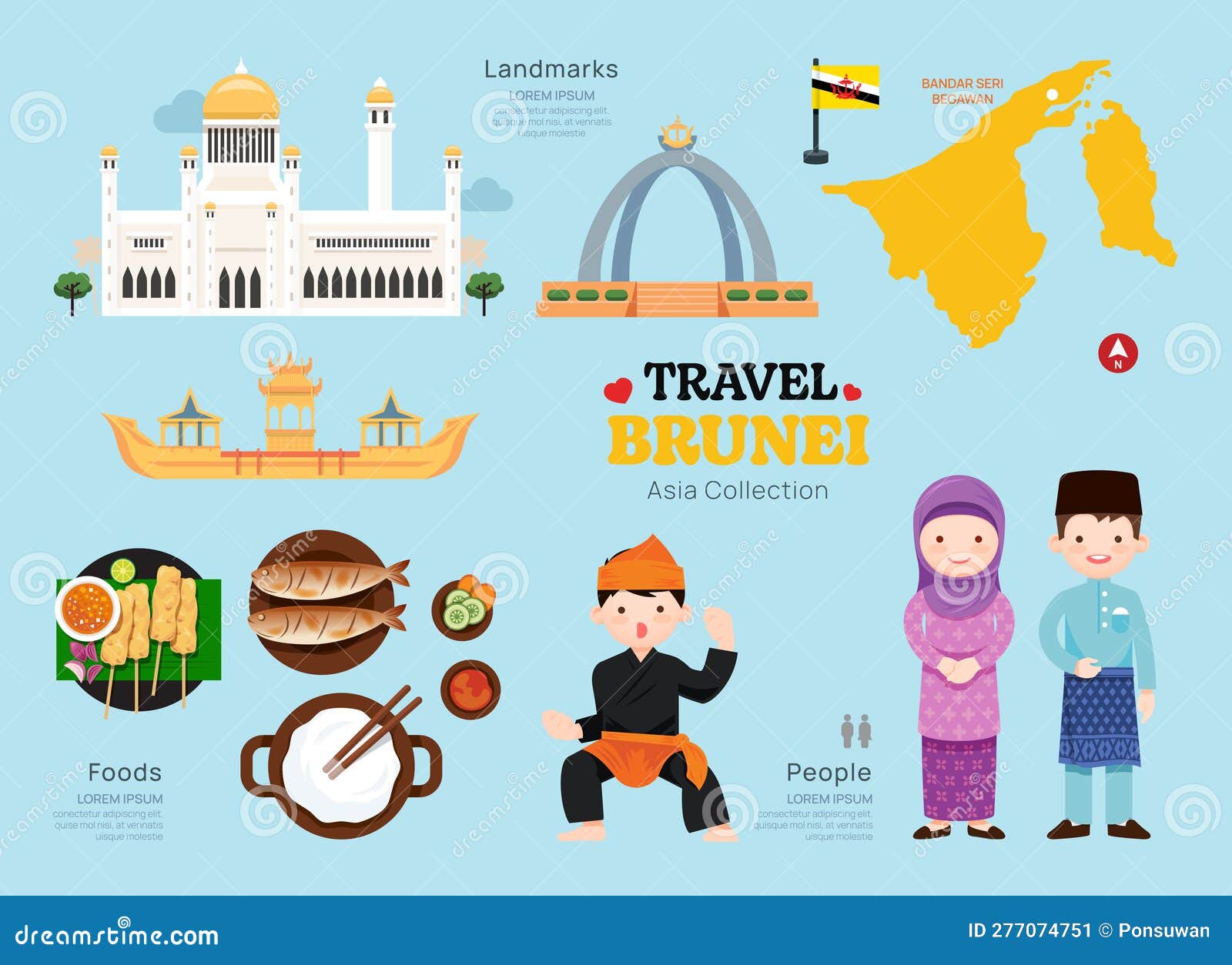 brunei map cartoon