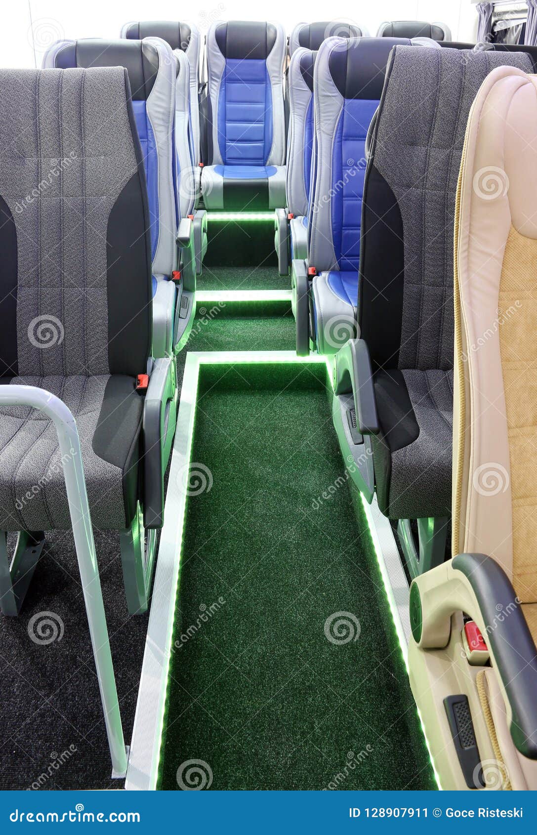 Travel Bus Interior and Seats Stock Image - Image of passage ...