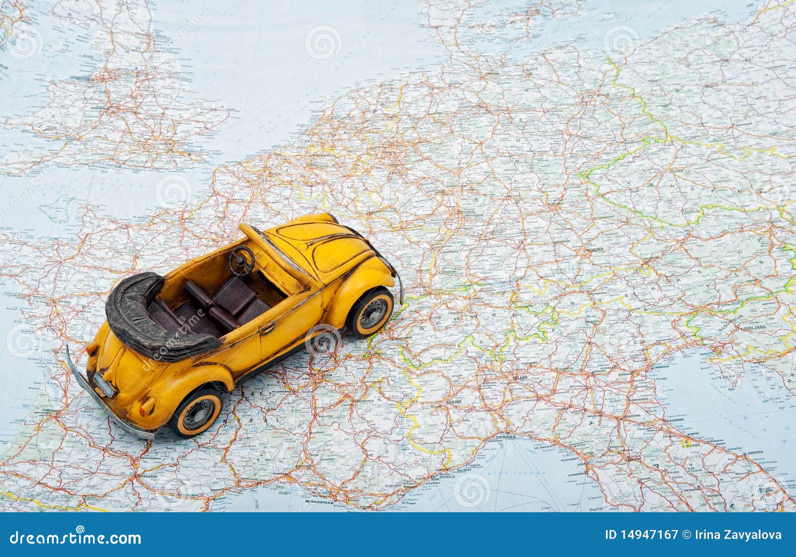 Travel by Car. a Toy Car on the Map Stock Image - Image of vehicle ...