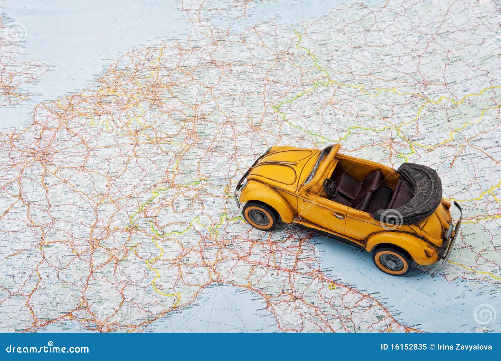 Travel by Car. a Toy Car on the Map Stock Image - Image of motor ...