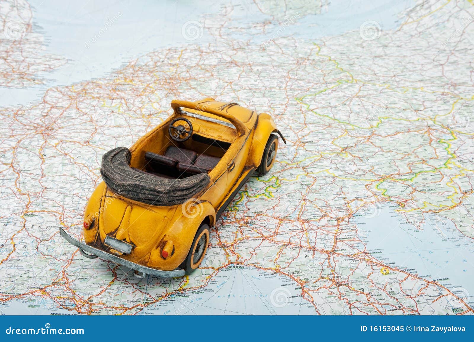 Travel by Car. a Toy Car on the Map Stock Image - Image of travel, trip ...