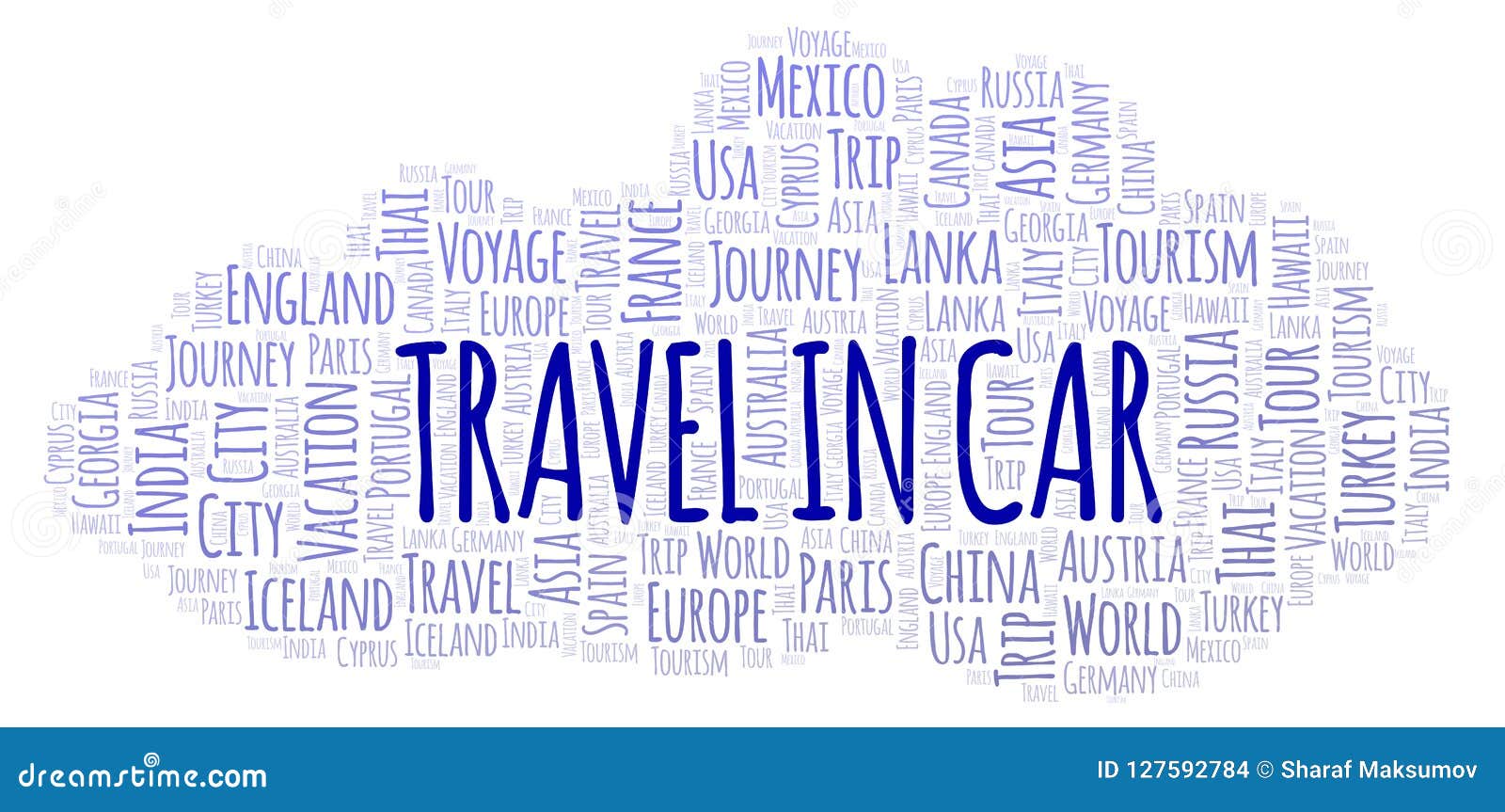 Travel in Car word cloud. stock illustration. Illustration of colors ...