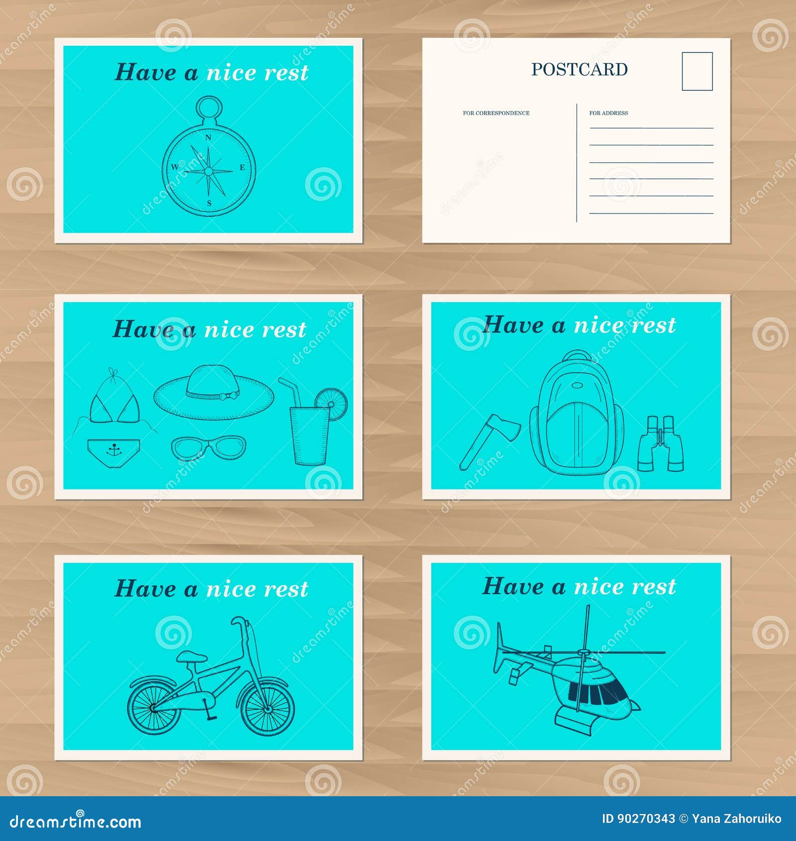 Travel Card Design Template Stock Illustration - Illustration of ...