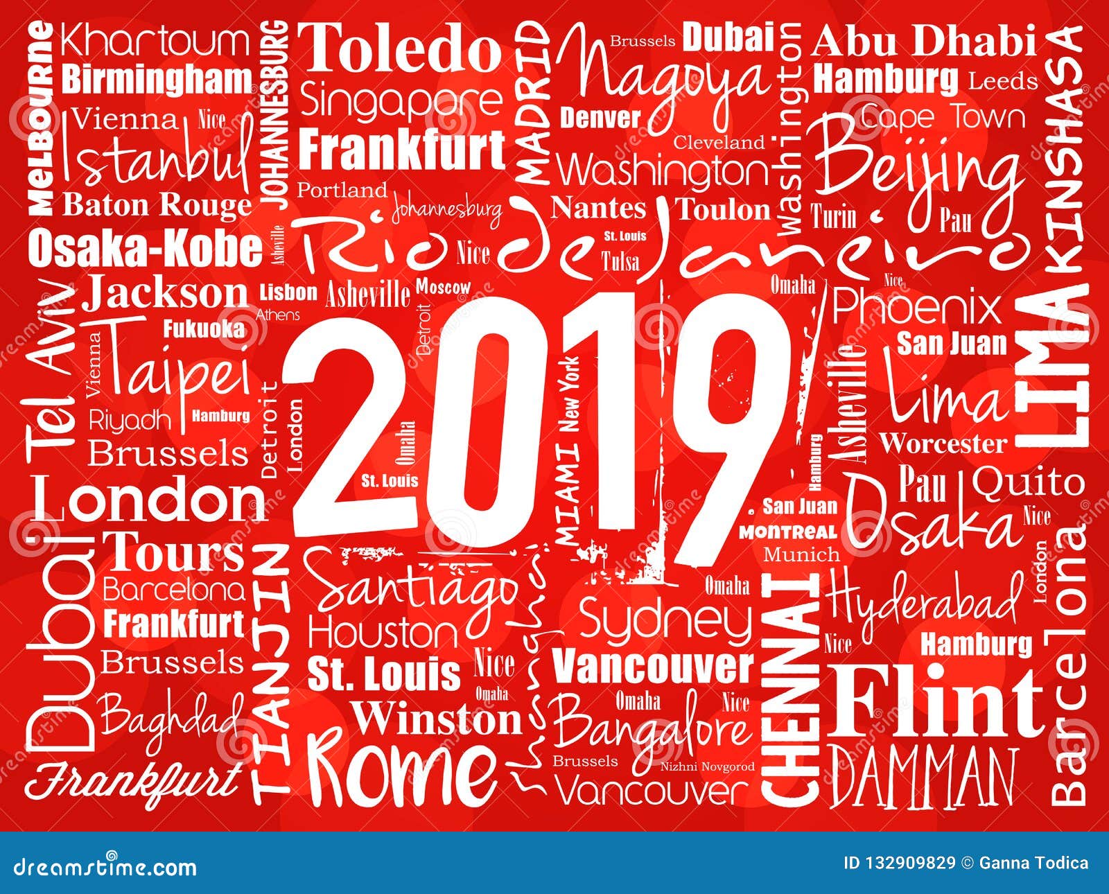 2019 Travel Cities Word Cloud Collage Stock Illustration - Illustration ...