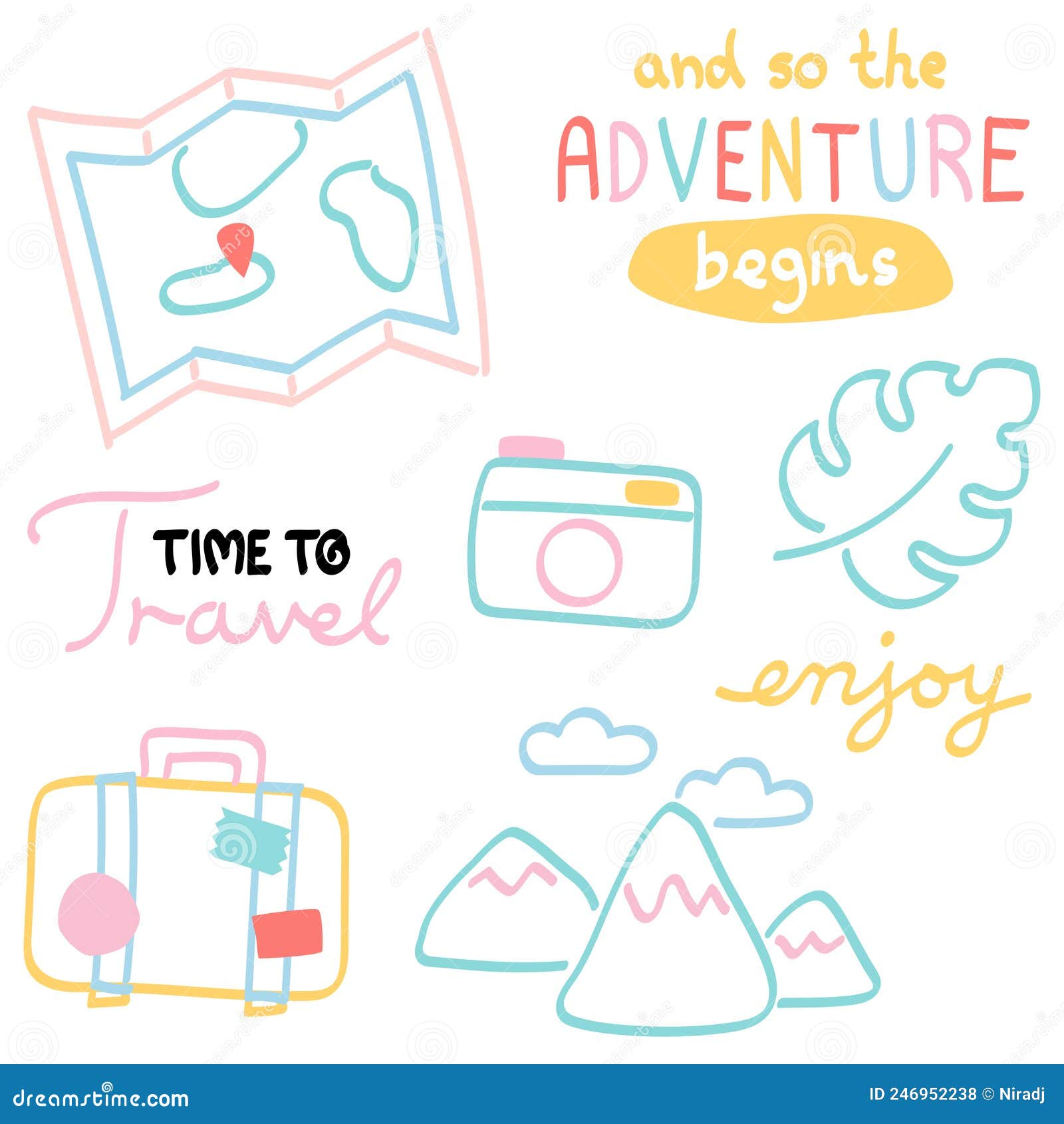 Travel Collection - Hand Drawn Stock Vector - Illustration of hand ...