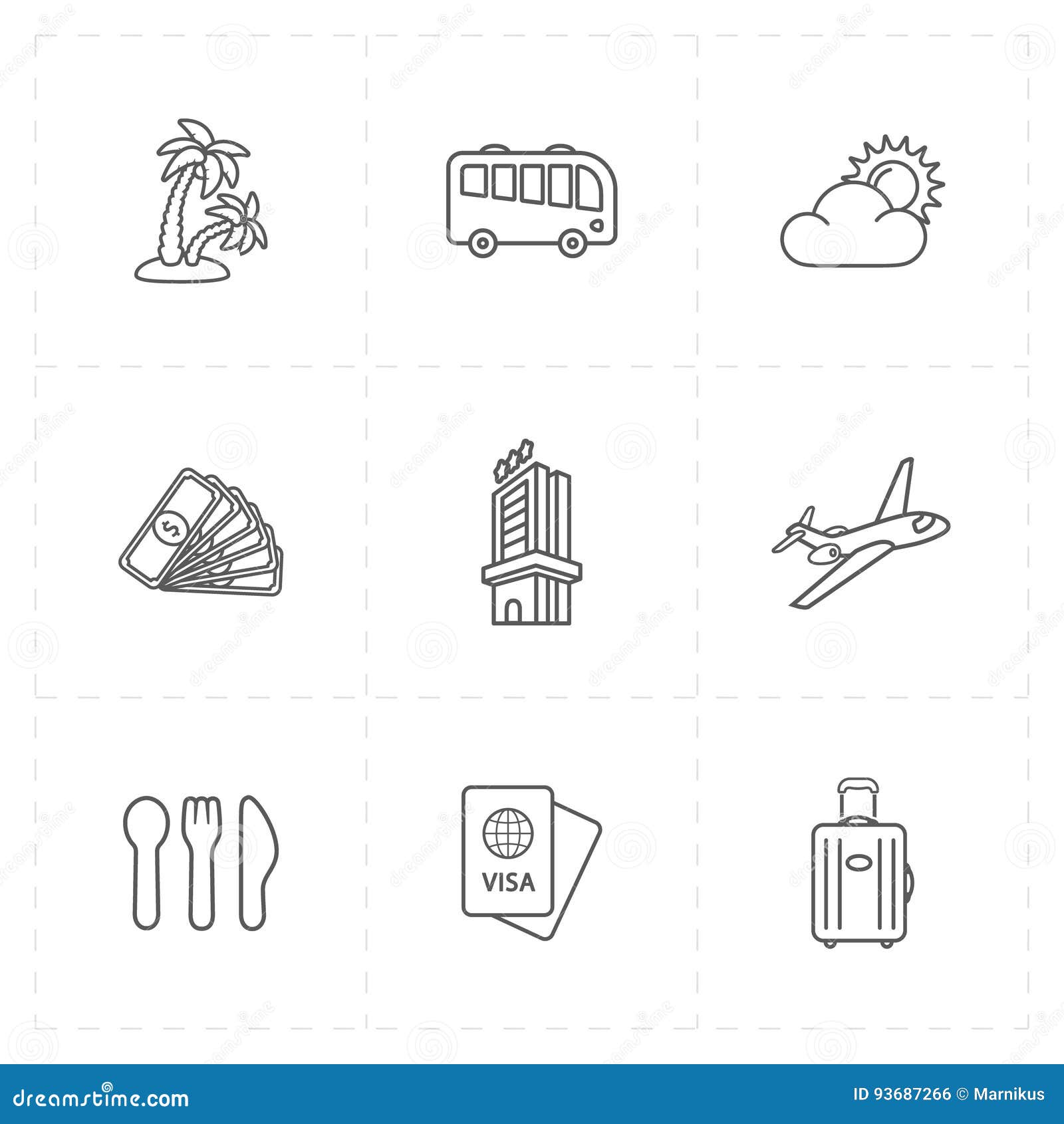 Travel company icons stock vector. Illustration of passport - 93687266