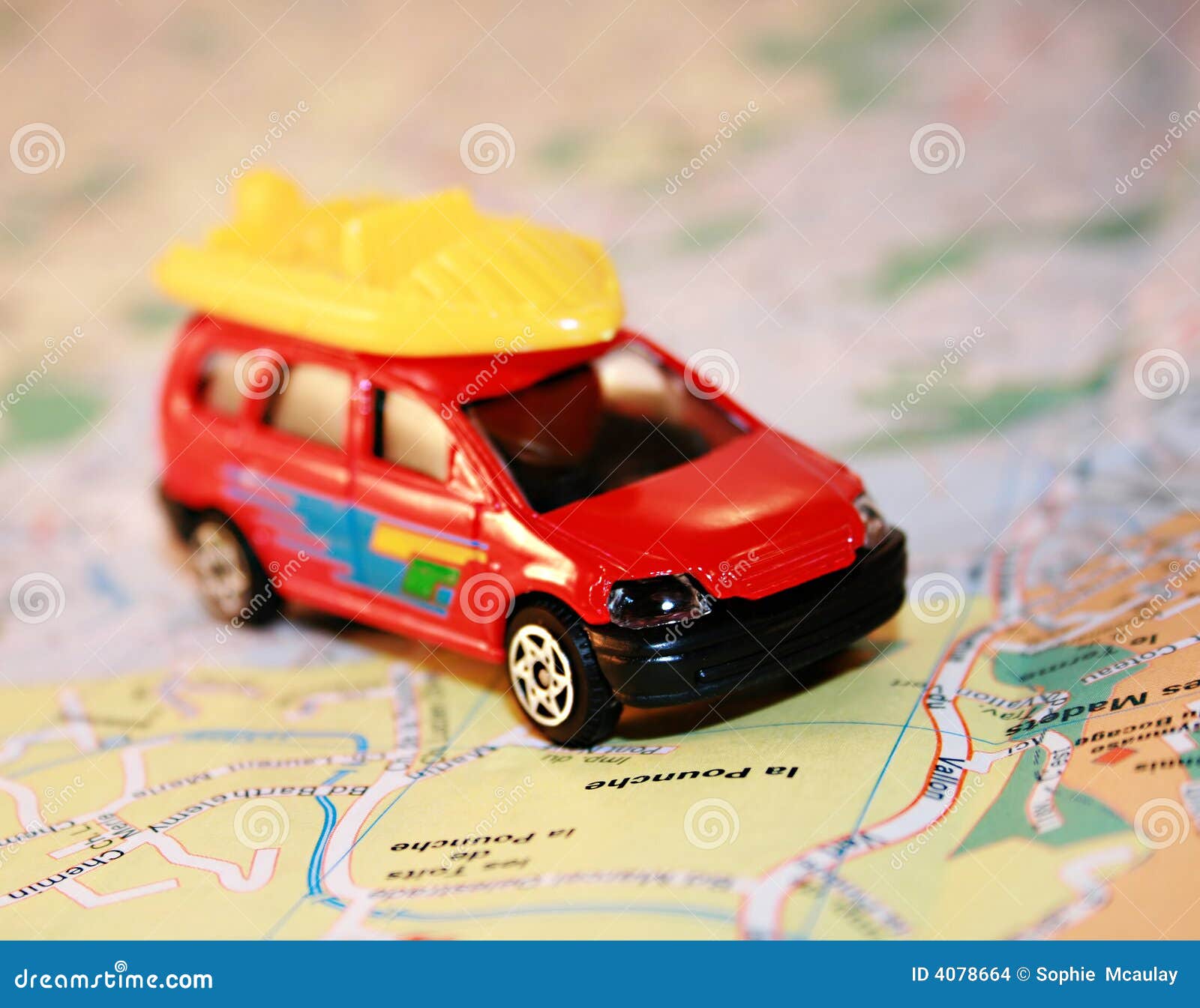 Travel Concept - Car on a Map Stock Photo - Image of equipment ...