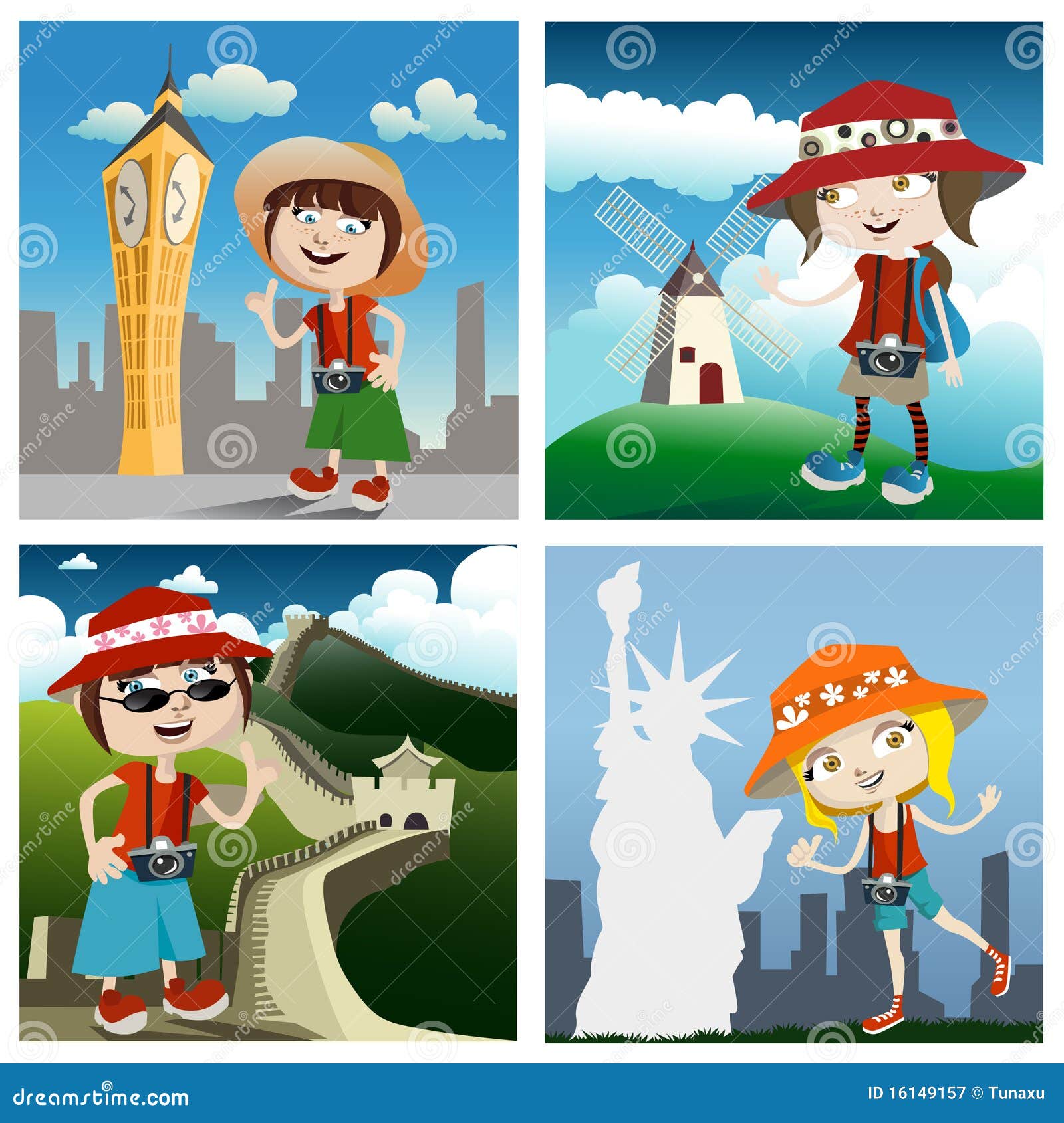 Travel Concept Cartoon Characters Stock Vector - Illustration of street ...