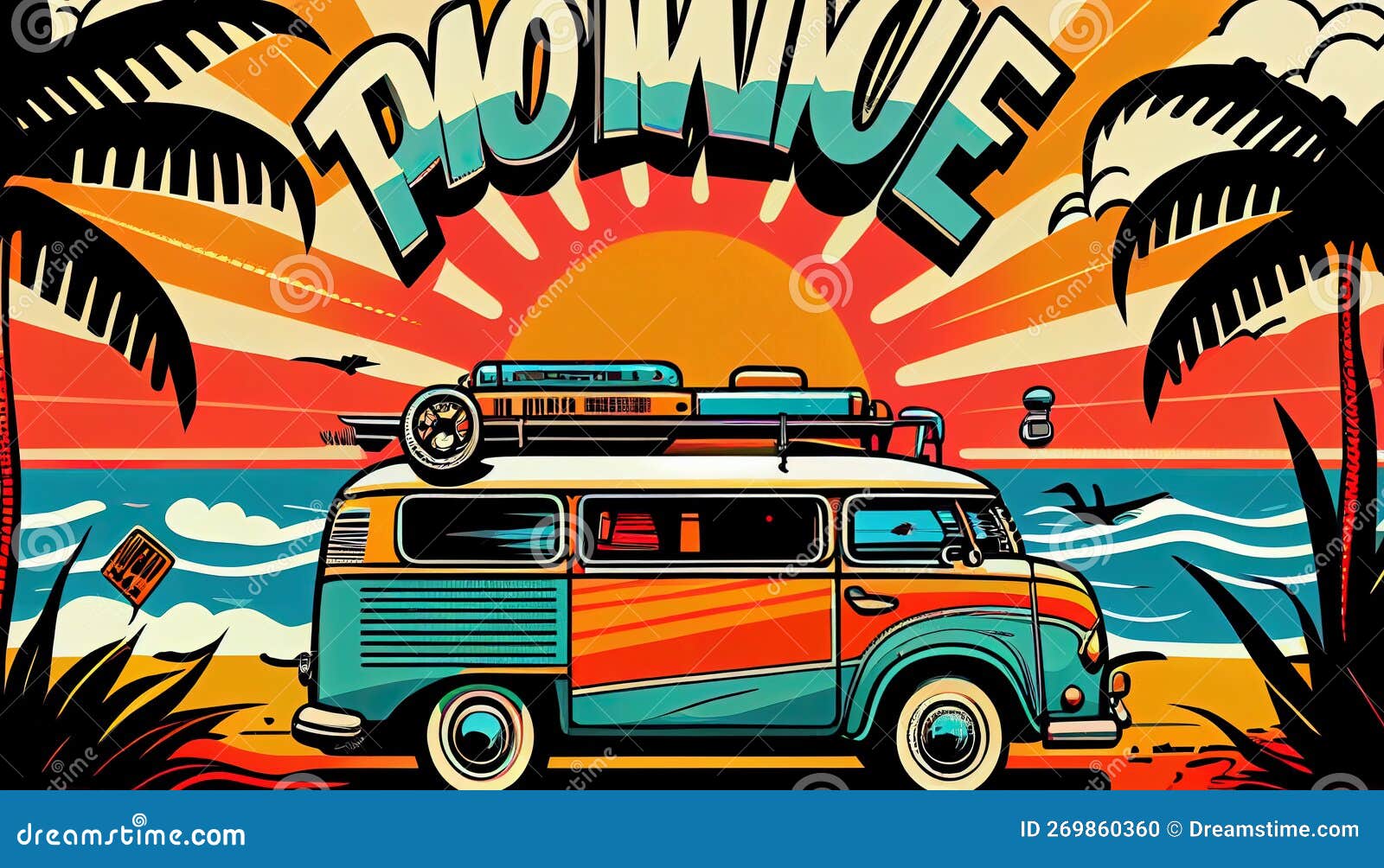 Travel Concept, Colorful Retro Style, Graphics Ad Stock Illustration ...