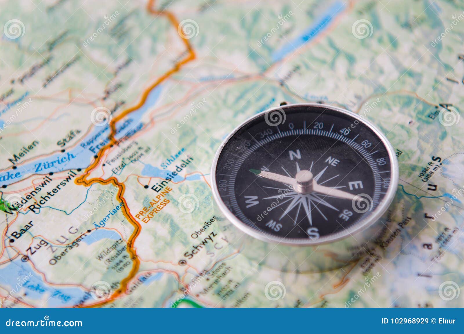 The Travel Concept with Compass and Map Stock Image - Image of ...