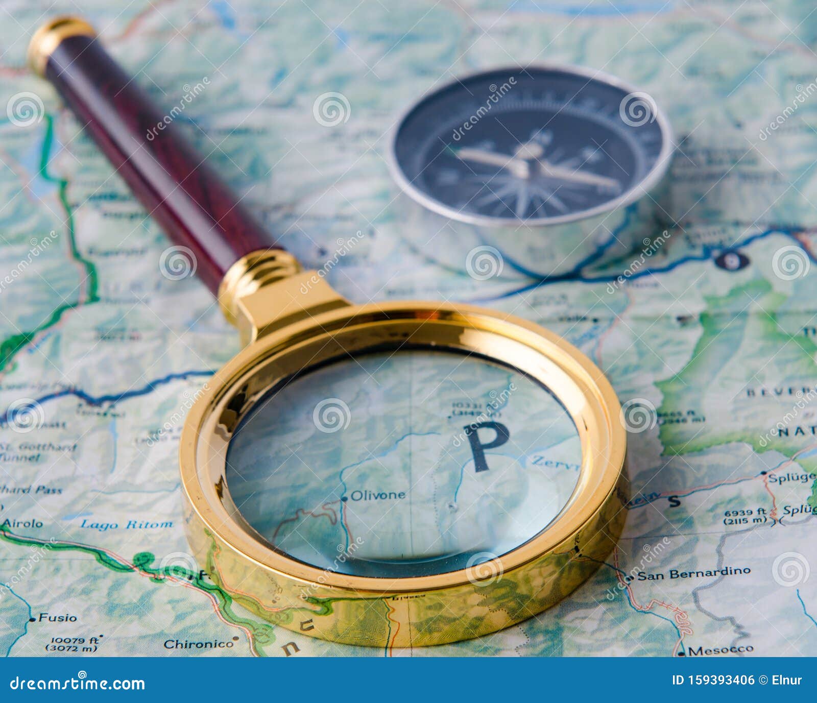 Travel Concept with Compass and Map Stock Photo - Image of geography ...