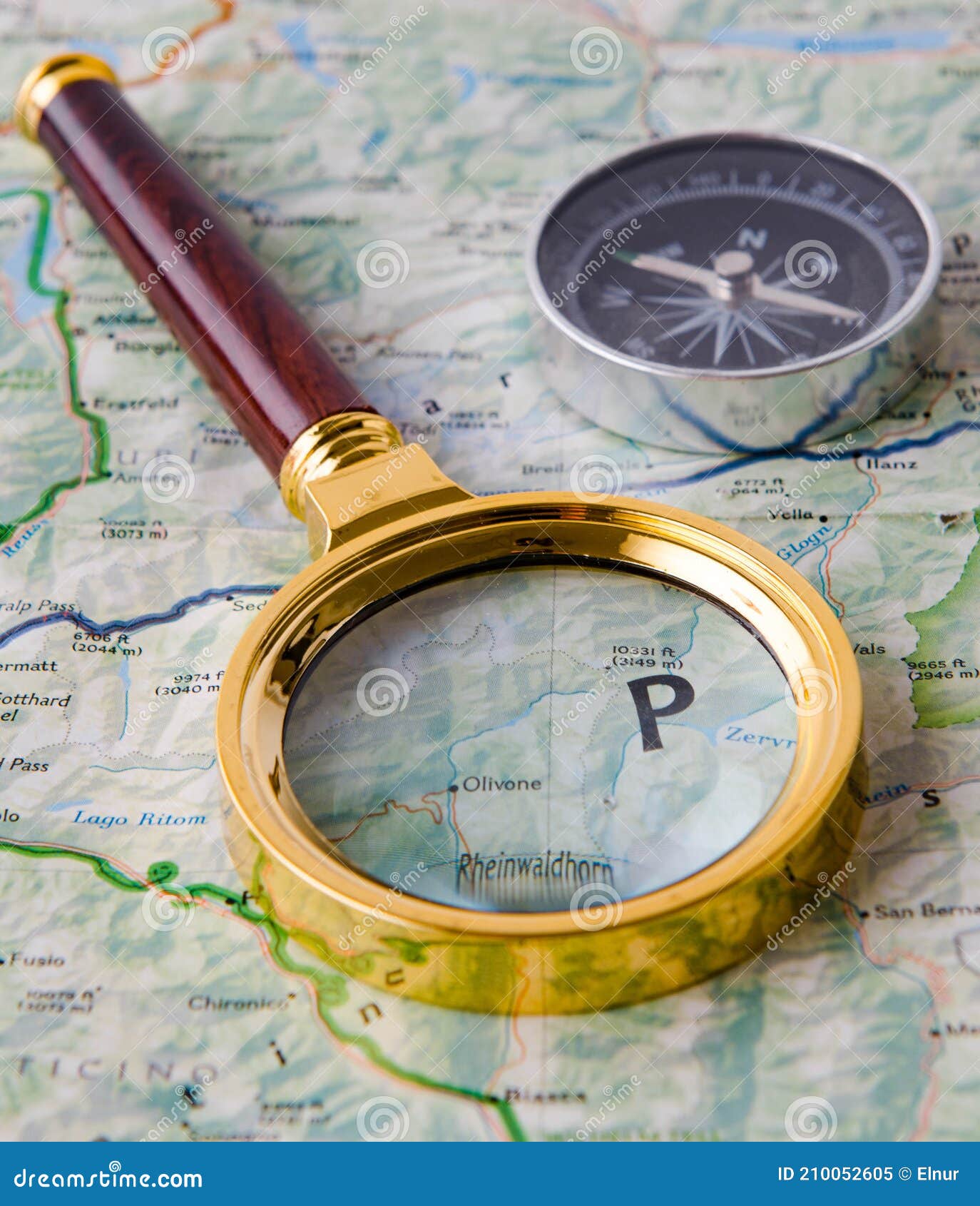 Travel Concept with Compass and Map Stock Image - Image of adventure ...
