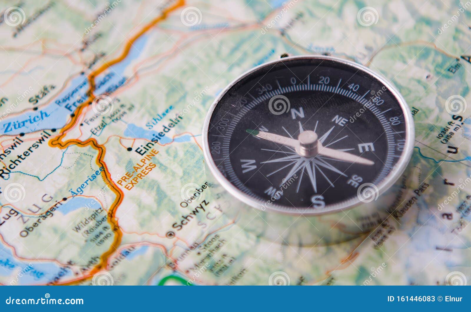 Travel Concept with Compass and Map Stock Image - Image of east, grunge ...