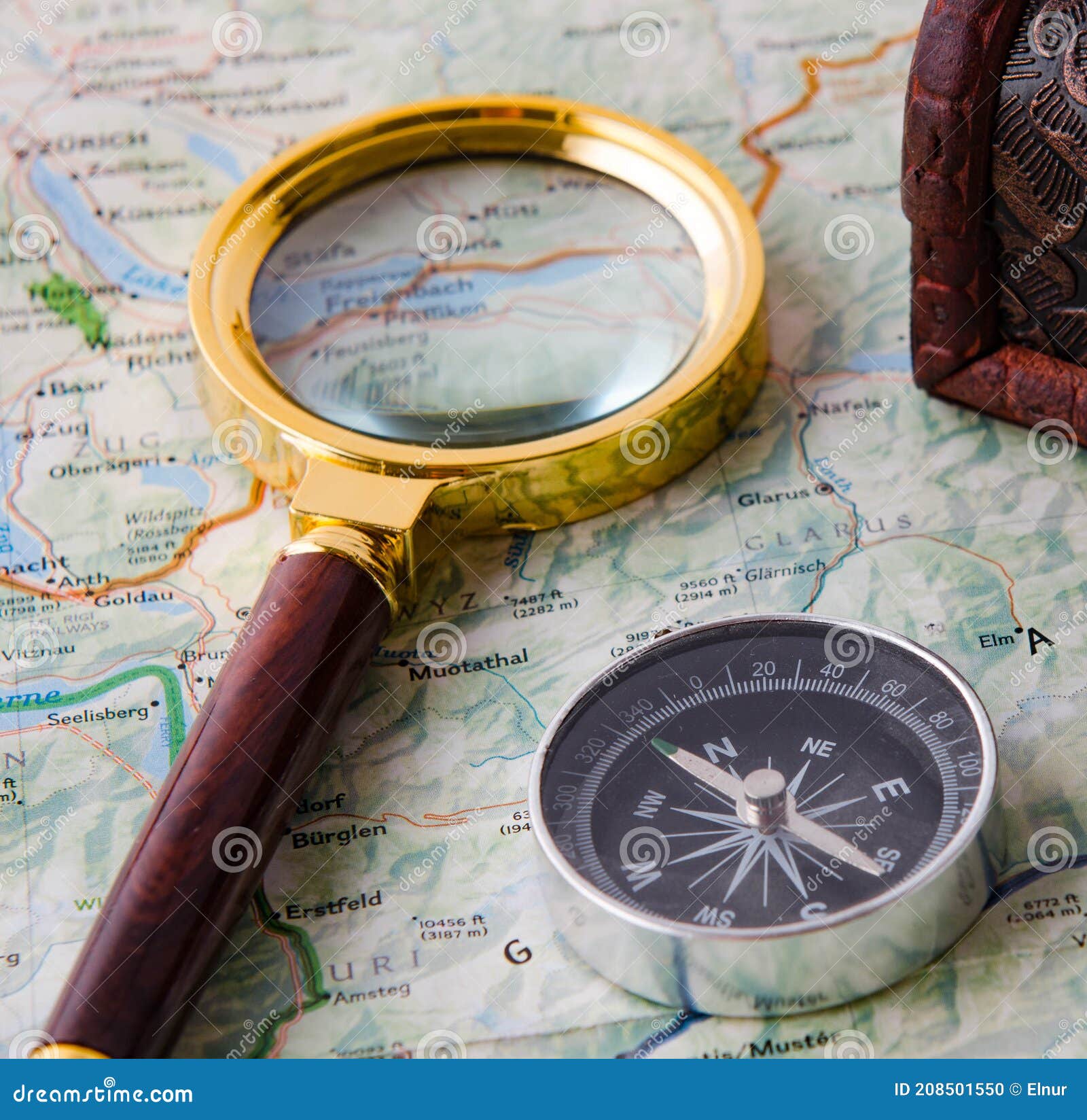 Travel Concept with Compass and Map Stock Photo - Image of adventure ...