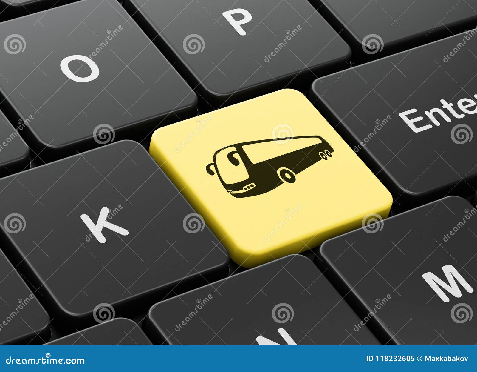 Travel Concept: Bus on Computer Keyboard Background Stock Illustration ...