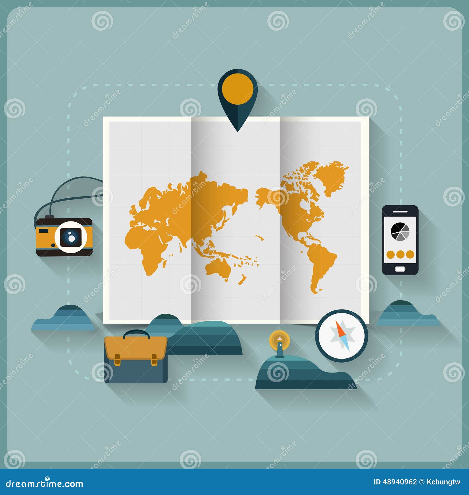 Travel Concept in Flat Design Stock Vector - Illustration of local ...
