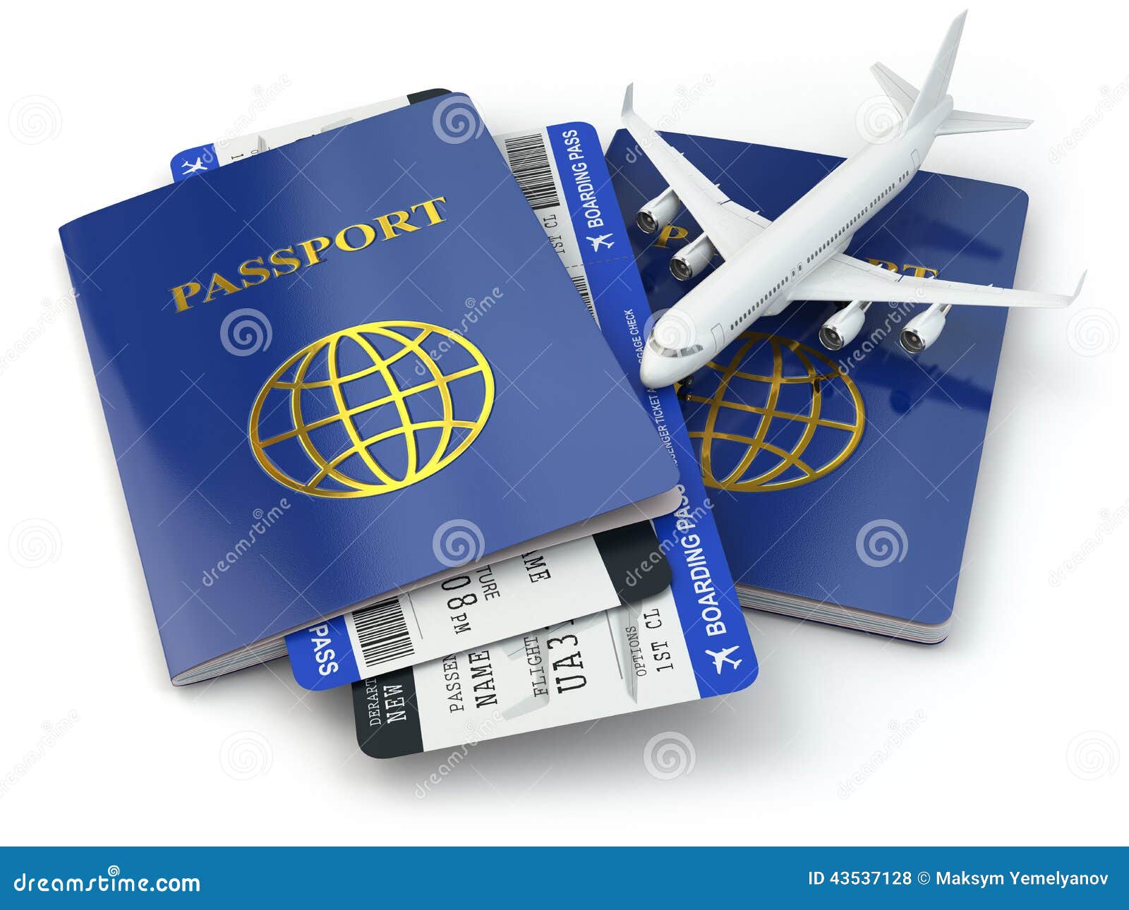 Travel Concept Passports Airline Tickets And Airplane Stock