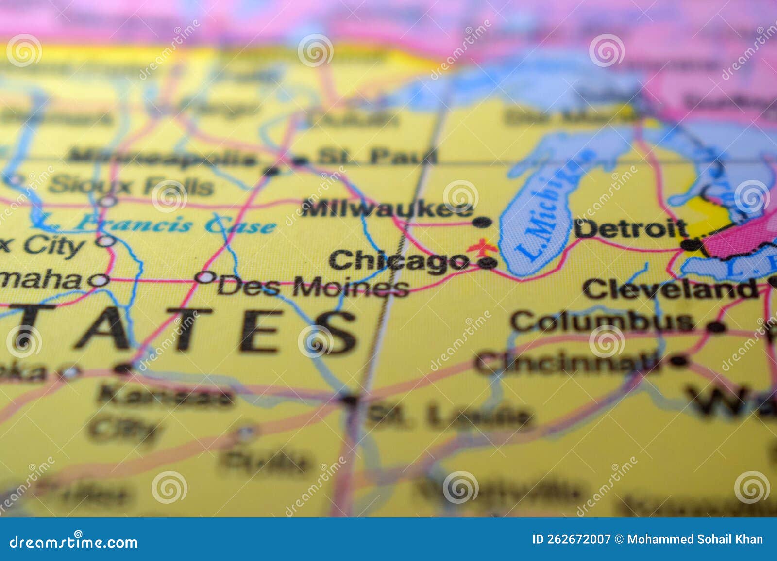 Travel Concept Political Map of the Chicago Stock Image - Image of ...