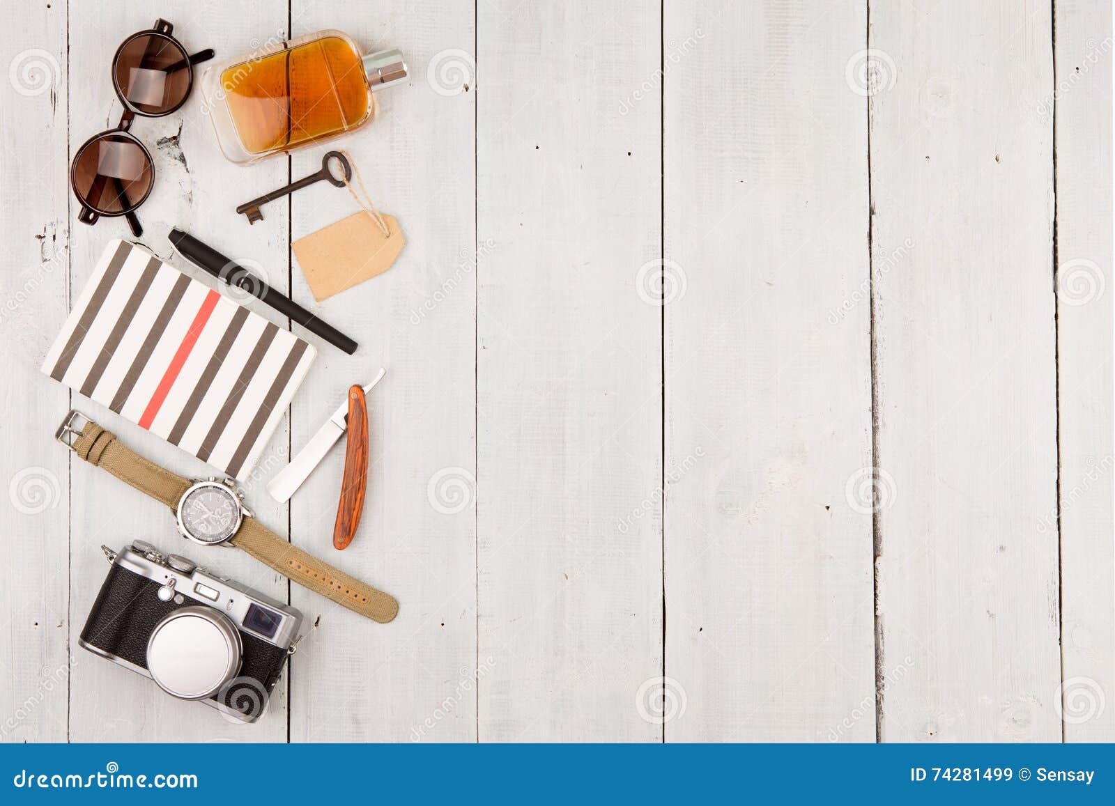 Travel Concept - Set of Cool Stuff with Camera and Other Things on ...