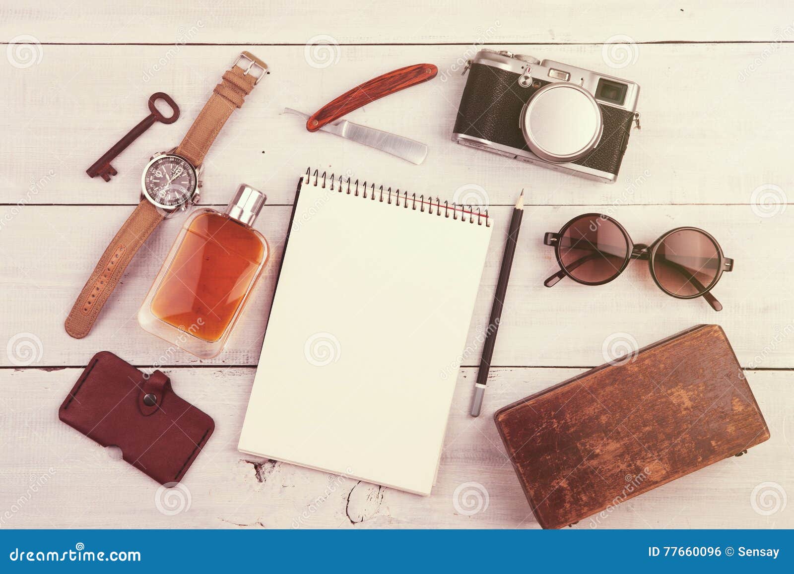 Travel Concept - Set of Cool Stuff with Camera and Other Things on ...