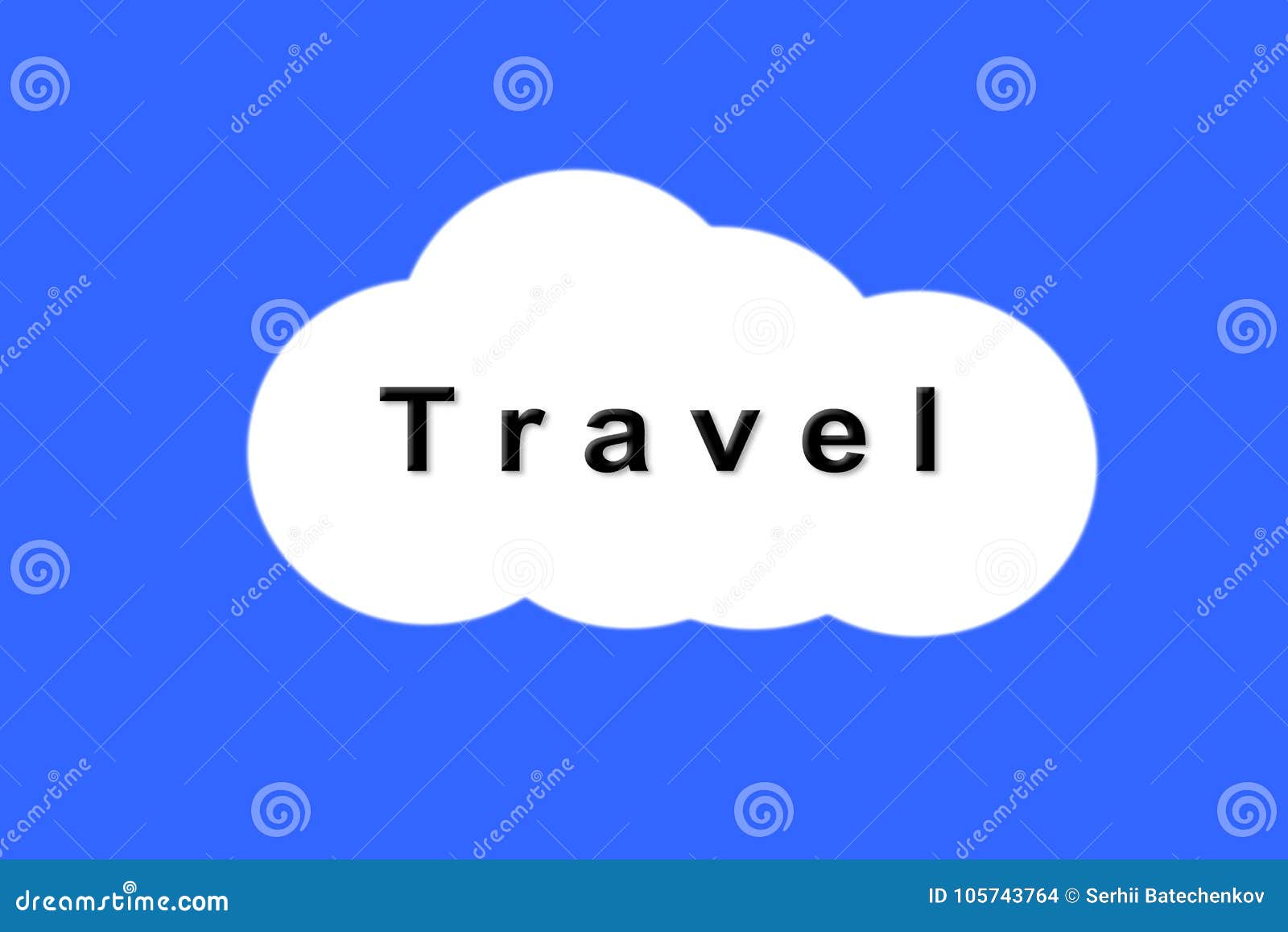 Travel Sign. Text Travel on White Cloud on Blue Background Stock ...
