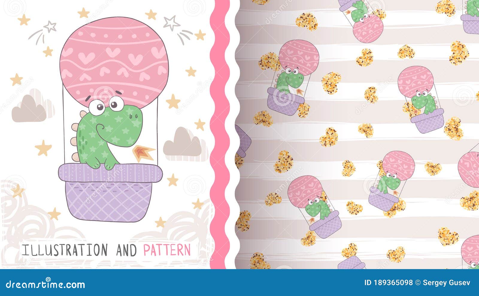 Travel Cute Dino - Seamless Pattern Stock Vector - Illustration of ...