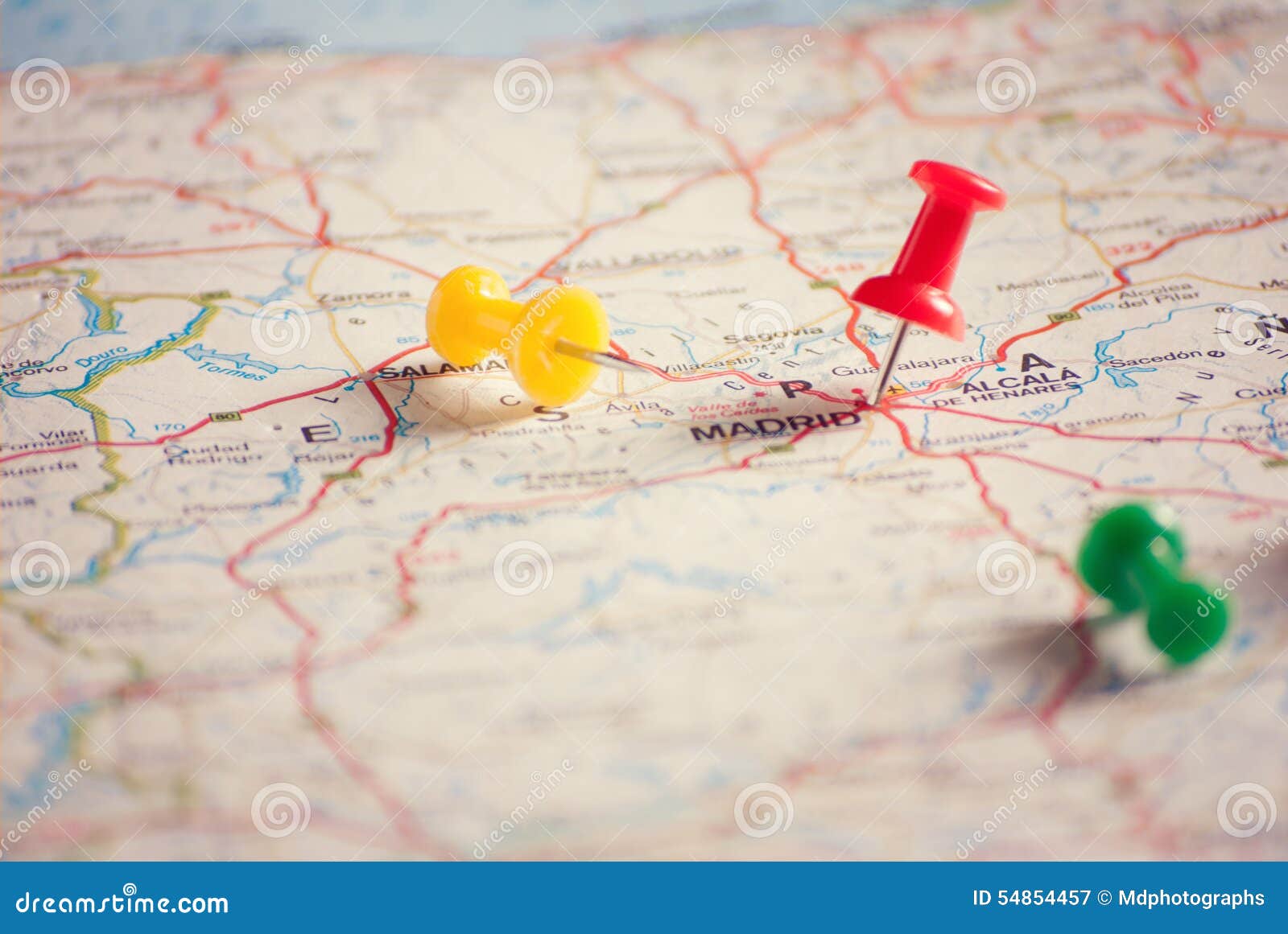 Travel Destination Points on a Map, Filtered Stock Image - Image of ...