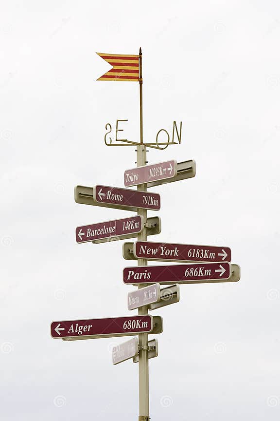 Travel distances sign stock photo. Image of destinations - 15957404