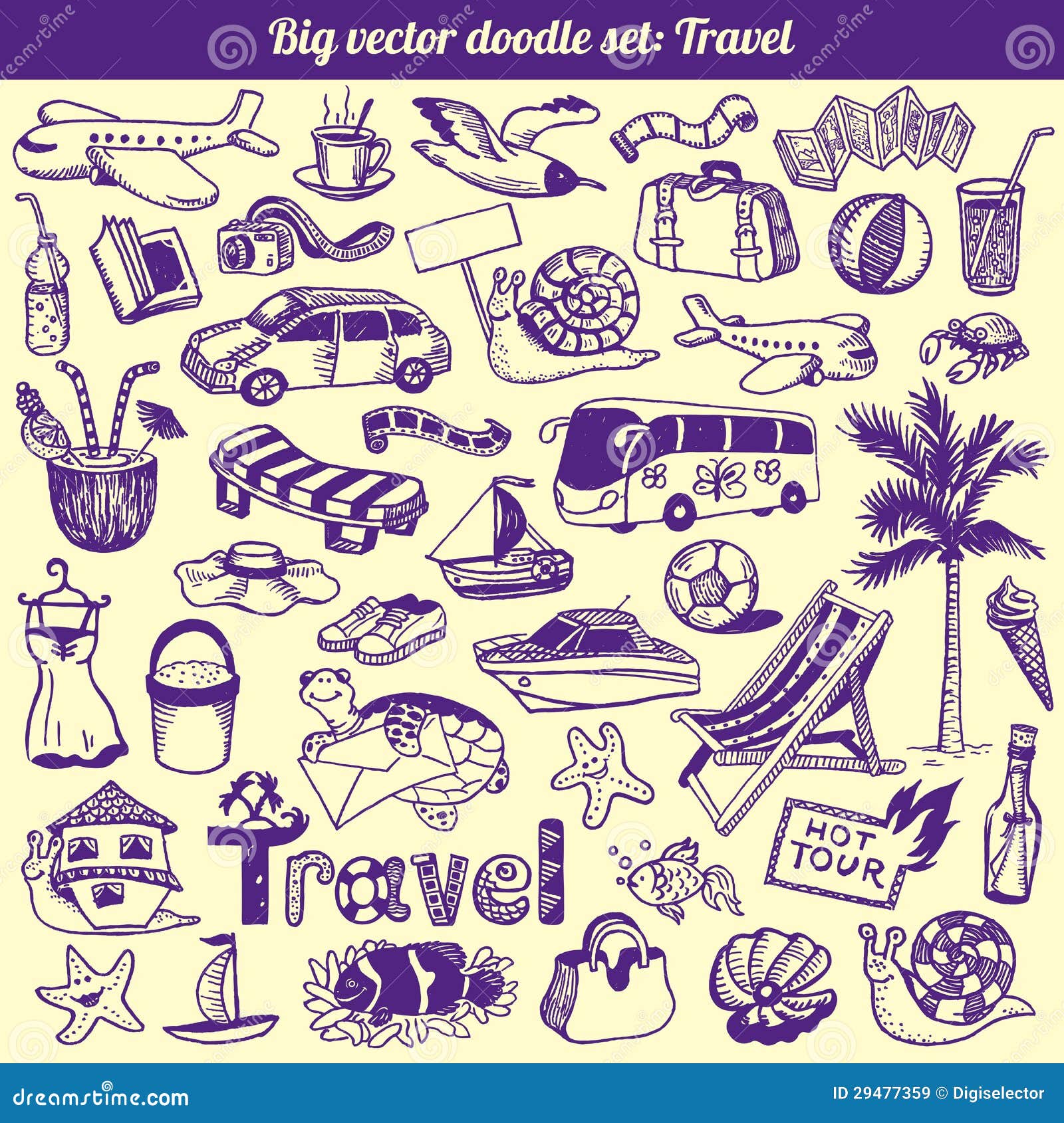 Travel Doodles Collection Vector Stock Vector - Illustration of camera ...