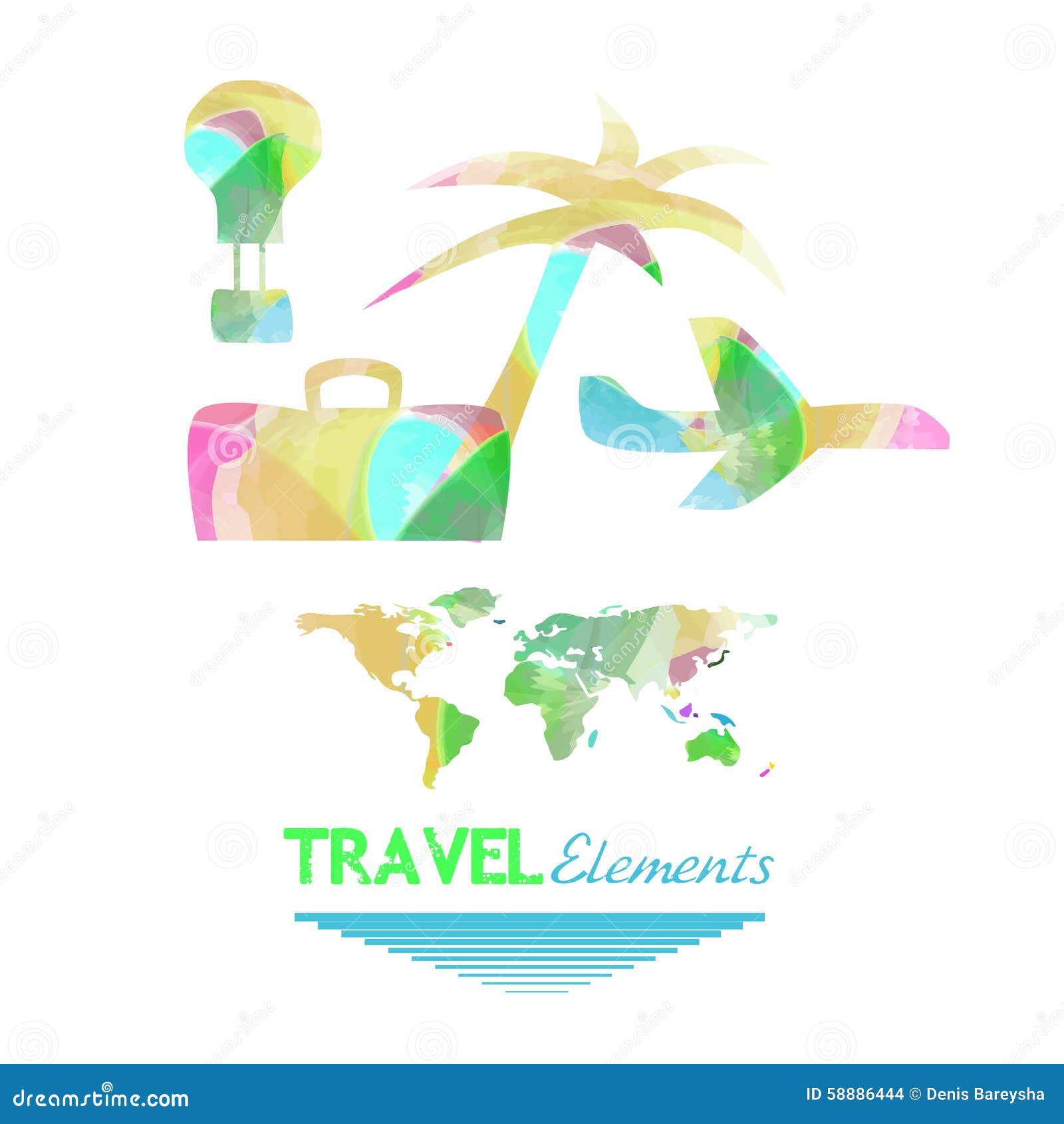 Travel elements stock illustration. Illustration of silhouette - 58886444