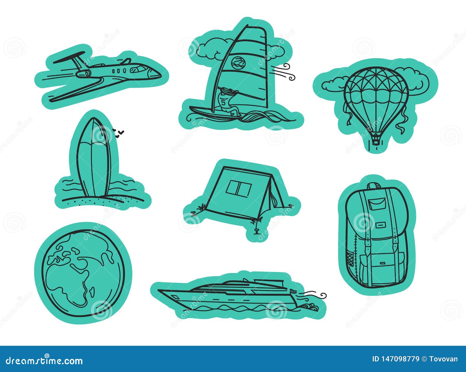 Travel Elements Vector Stickers. Vector Stickers Stock Vector ...