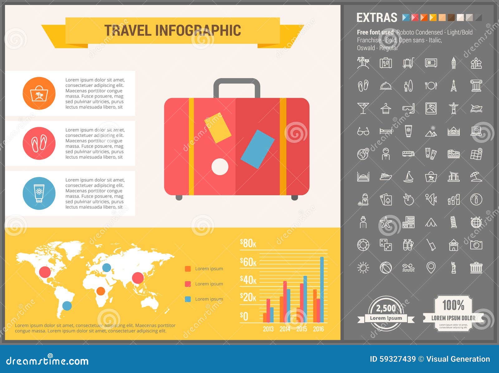 Travel Flat Design Infographic Template Stock Vector - Illustration of ...