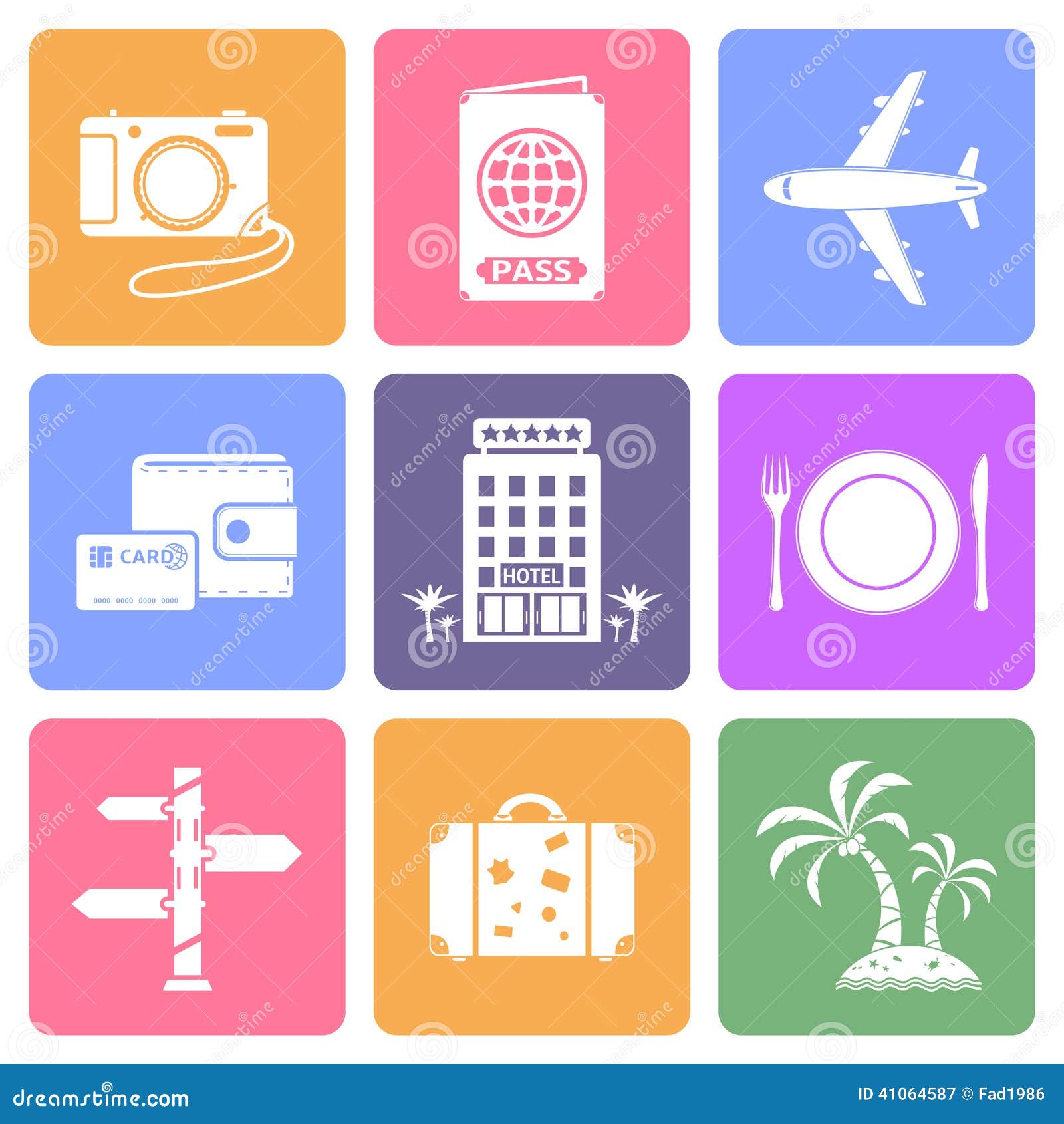 Travel flat icons set stock vector. Illustration of hotel - 41064587