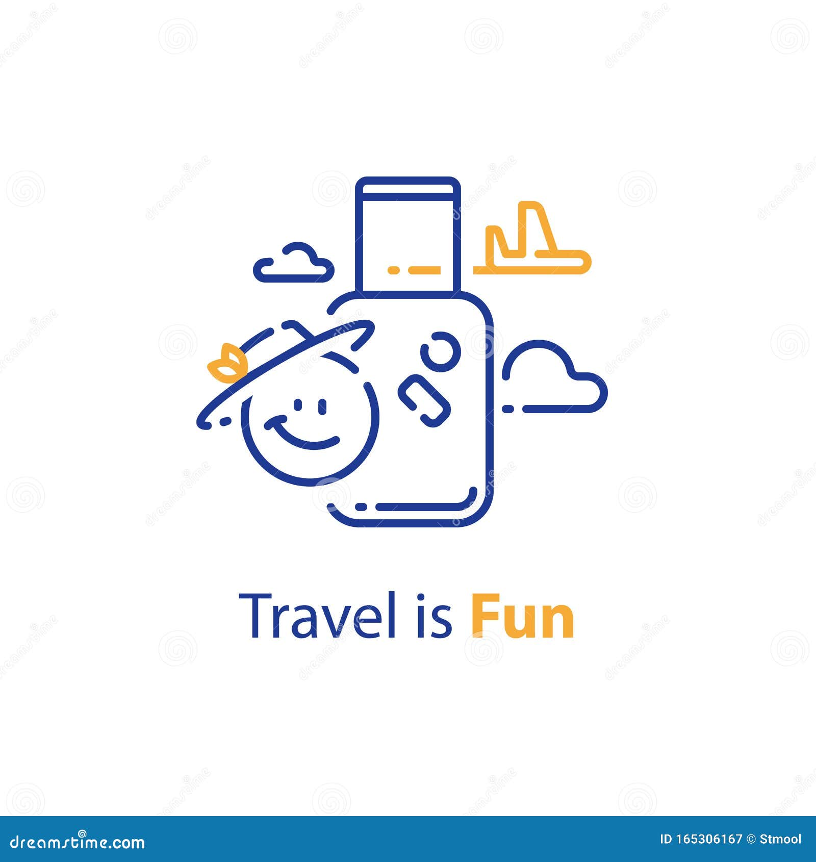 Travel is Fun, Emoticon in Hat and Bag, Holiday Trip, Convenient ...