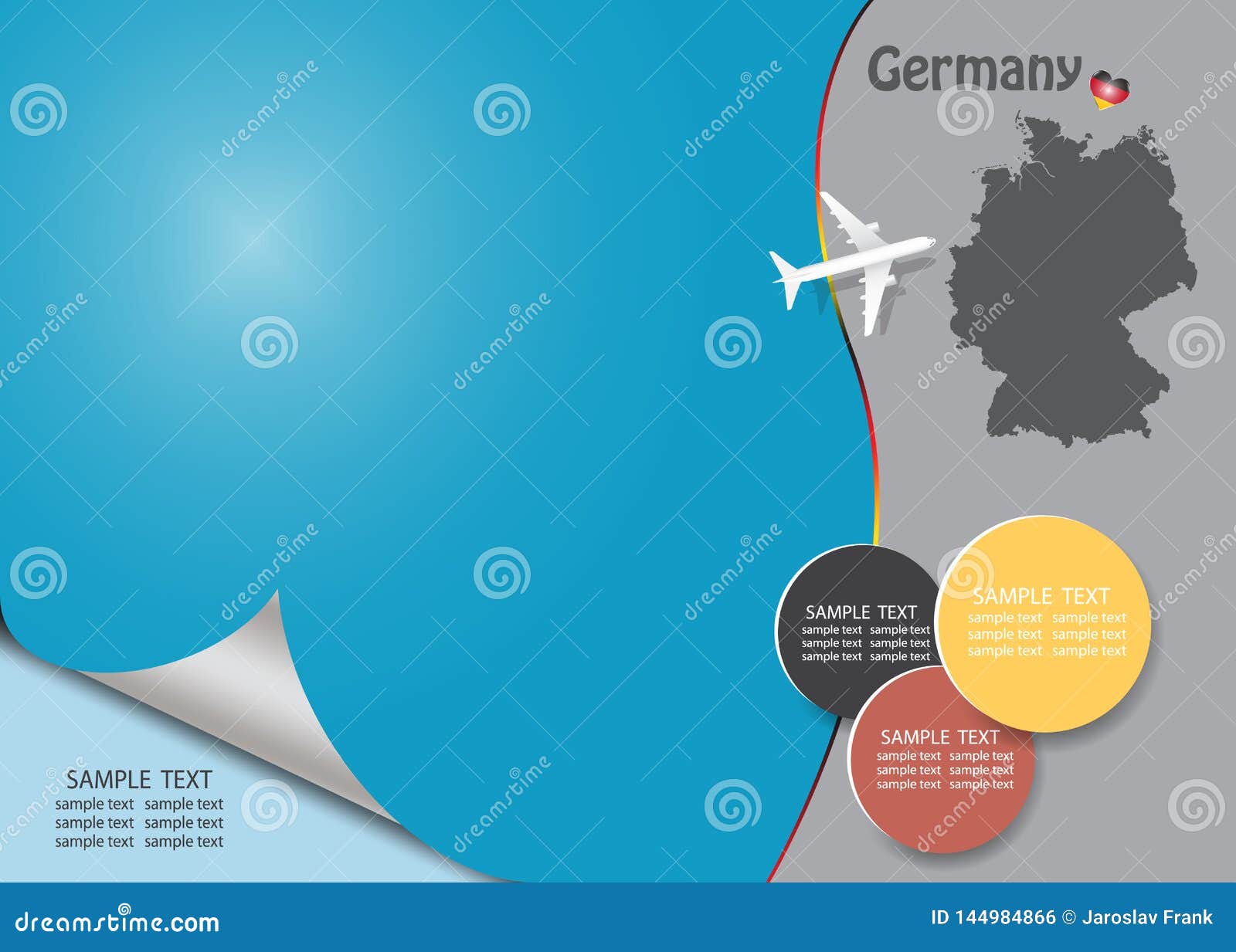Travel Germany Template Vector with Page Curl Effect Stock Vector ...