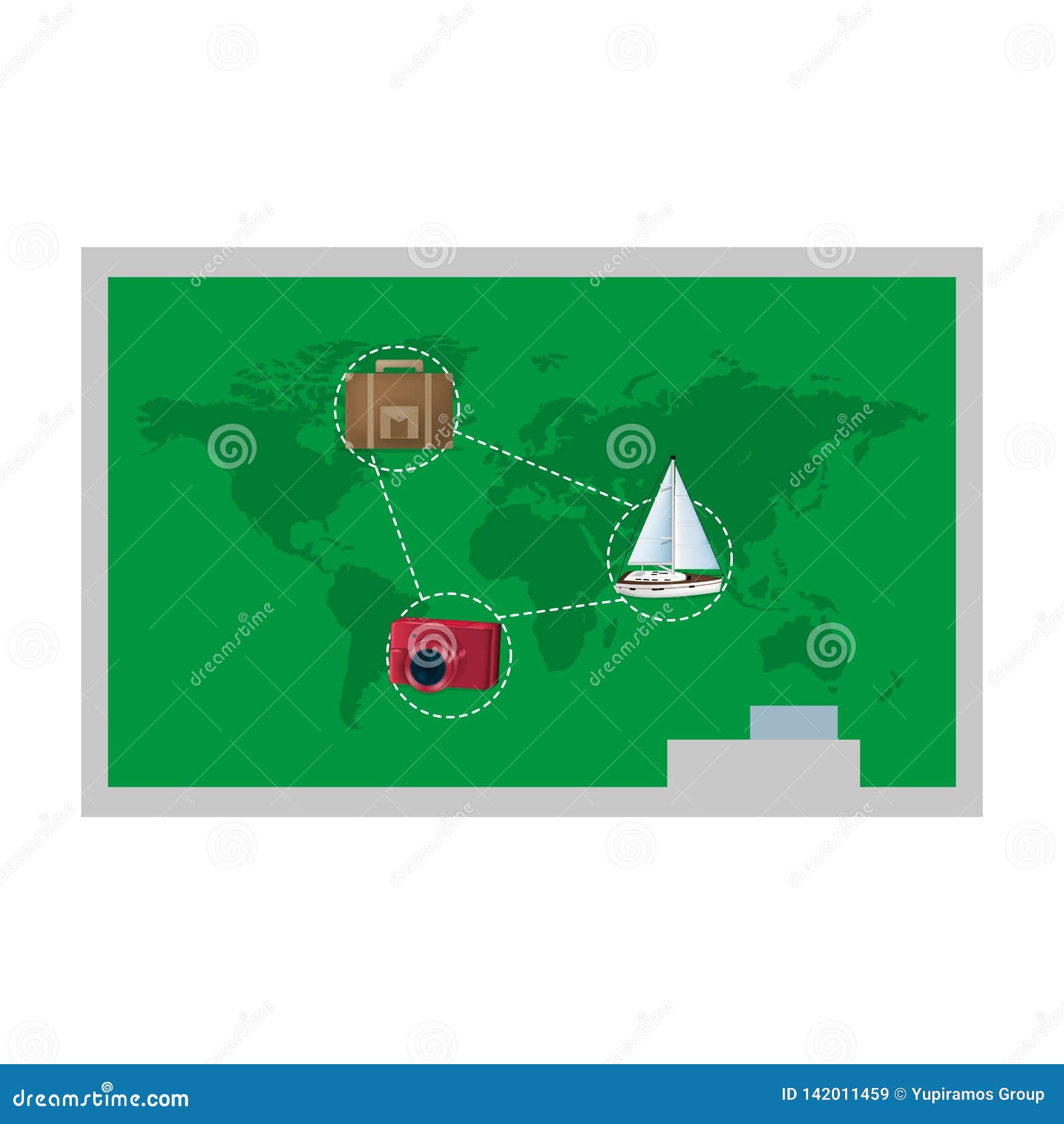 Travel Global Map with Journey Objects Stock Vector - Illustration of ...