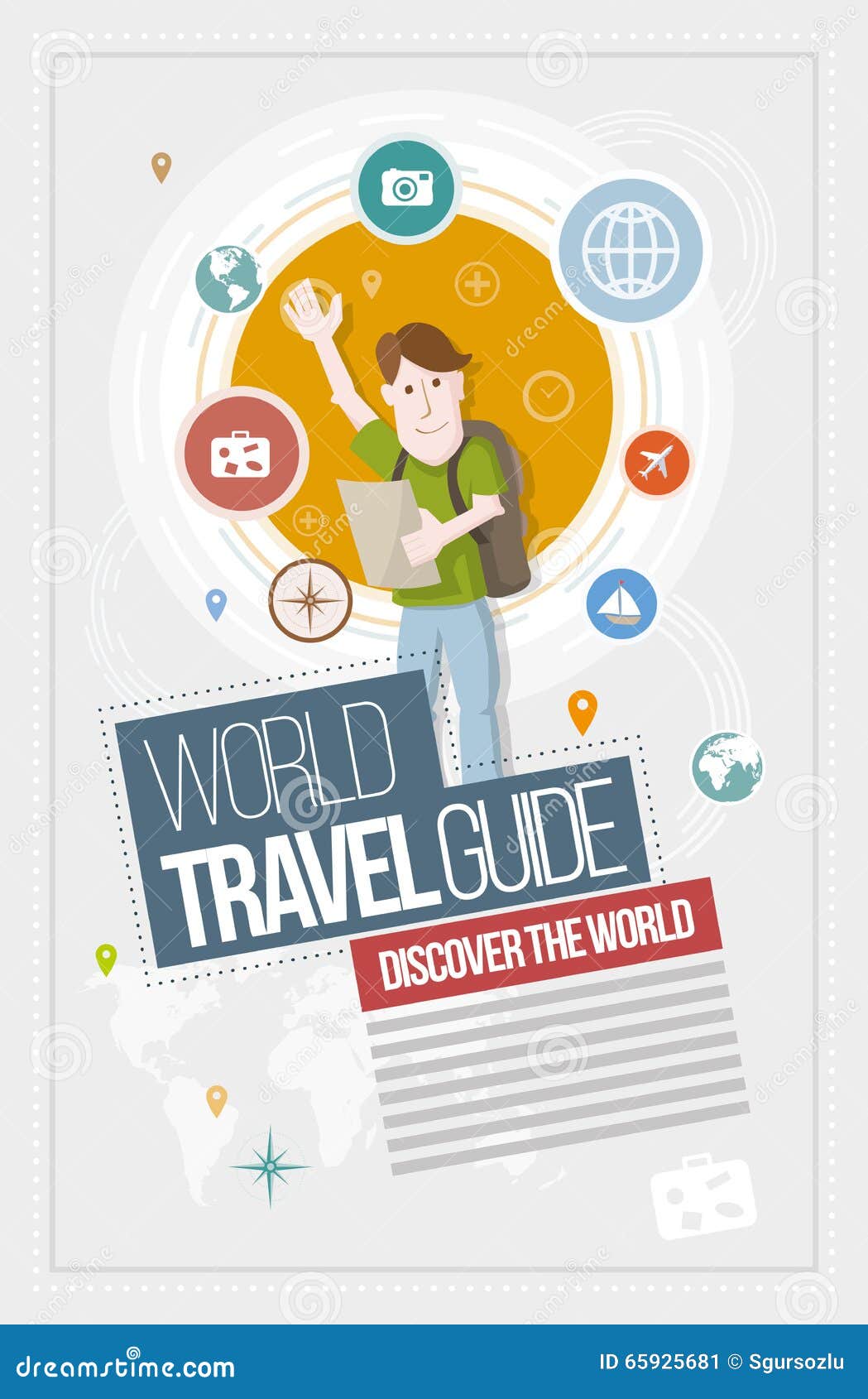 Travel Guide Design stock vector. Illustration of earth - 65925681