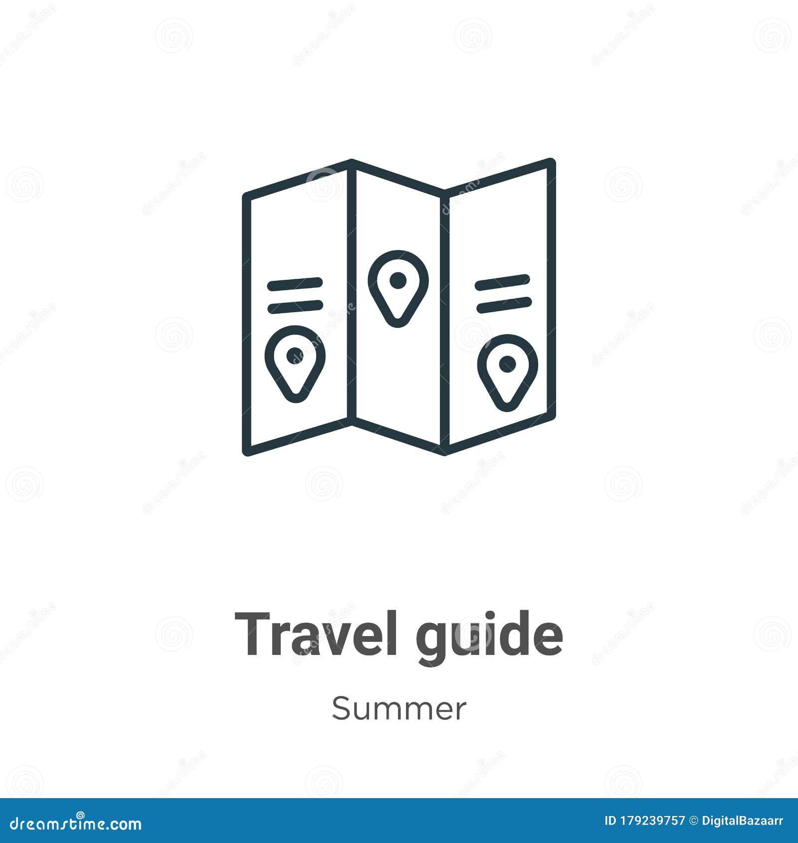 Travel Guide Outline Vector Icon. Thin Line Black Travel Guide Icon ...