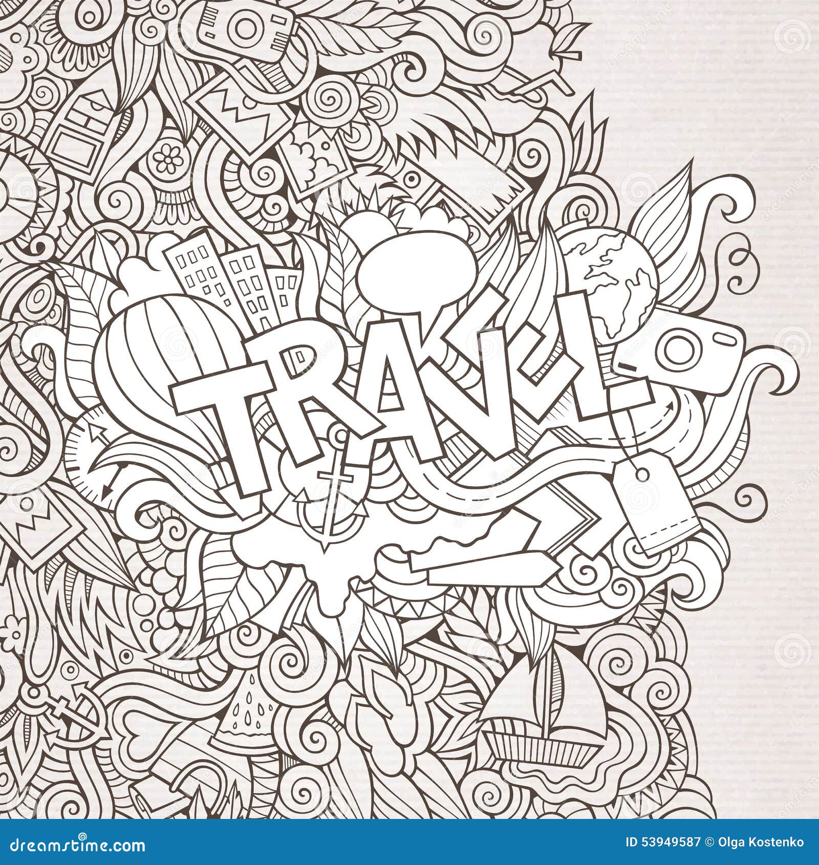 Travel Hand Lettering and Doodles Elements Stock Vector - Illustration ...