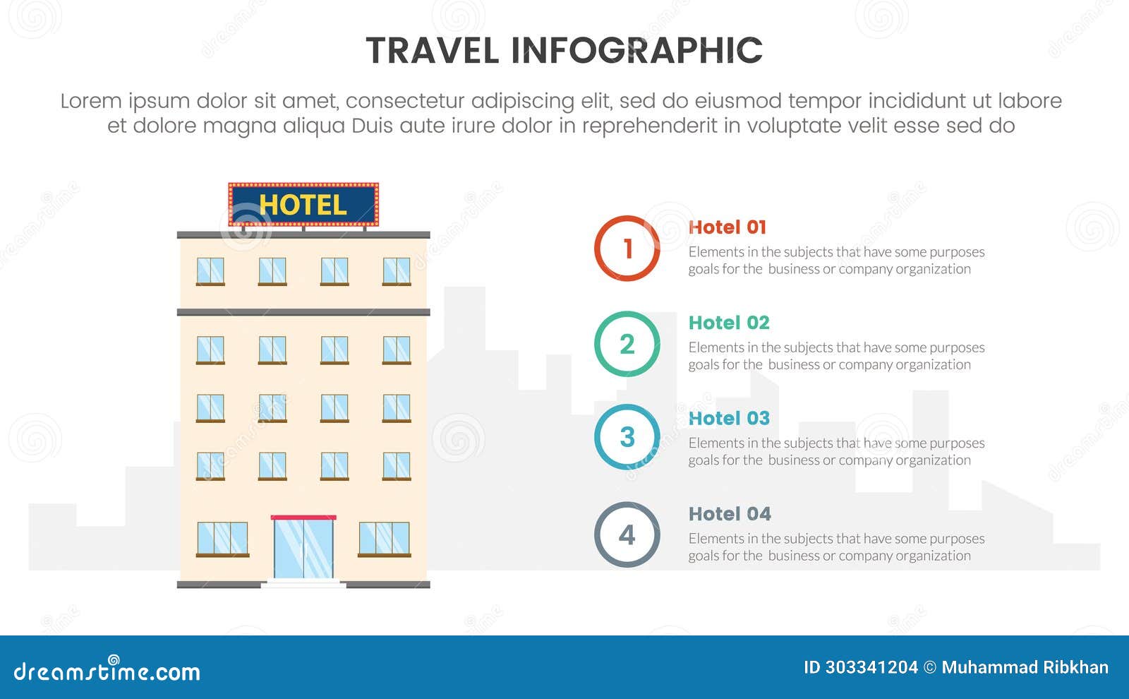 Infographic Hotel Service Elements Set Flat Vector Design ...