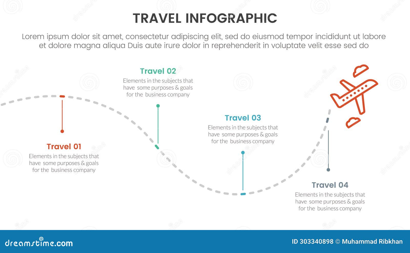 Travel Holiday Infographic with 4 Point Stage Template with Timeline ...